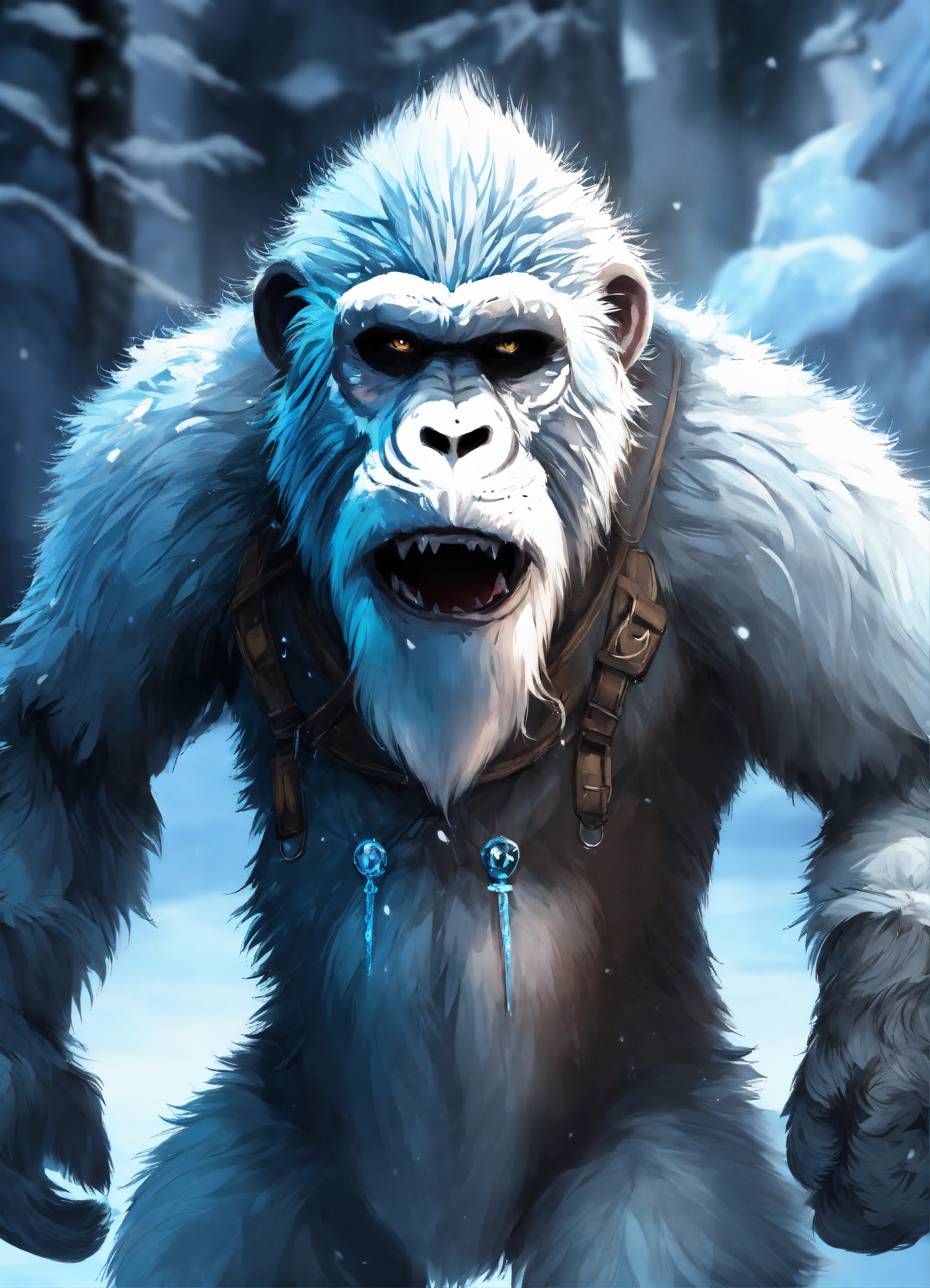 Lexica - Realistic, digital illustration art, Arctic Ape, has adapted ...