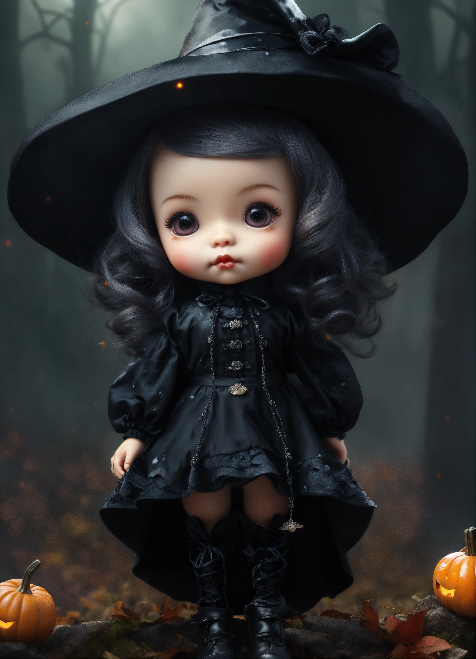 Lexica - White background a cute gothic chibi witch girl kewpie ...