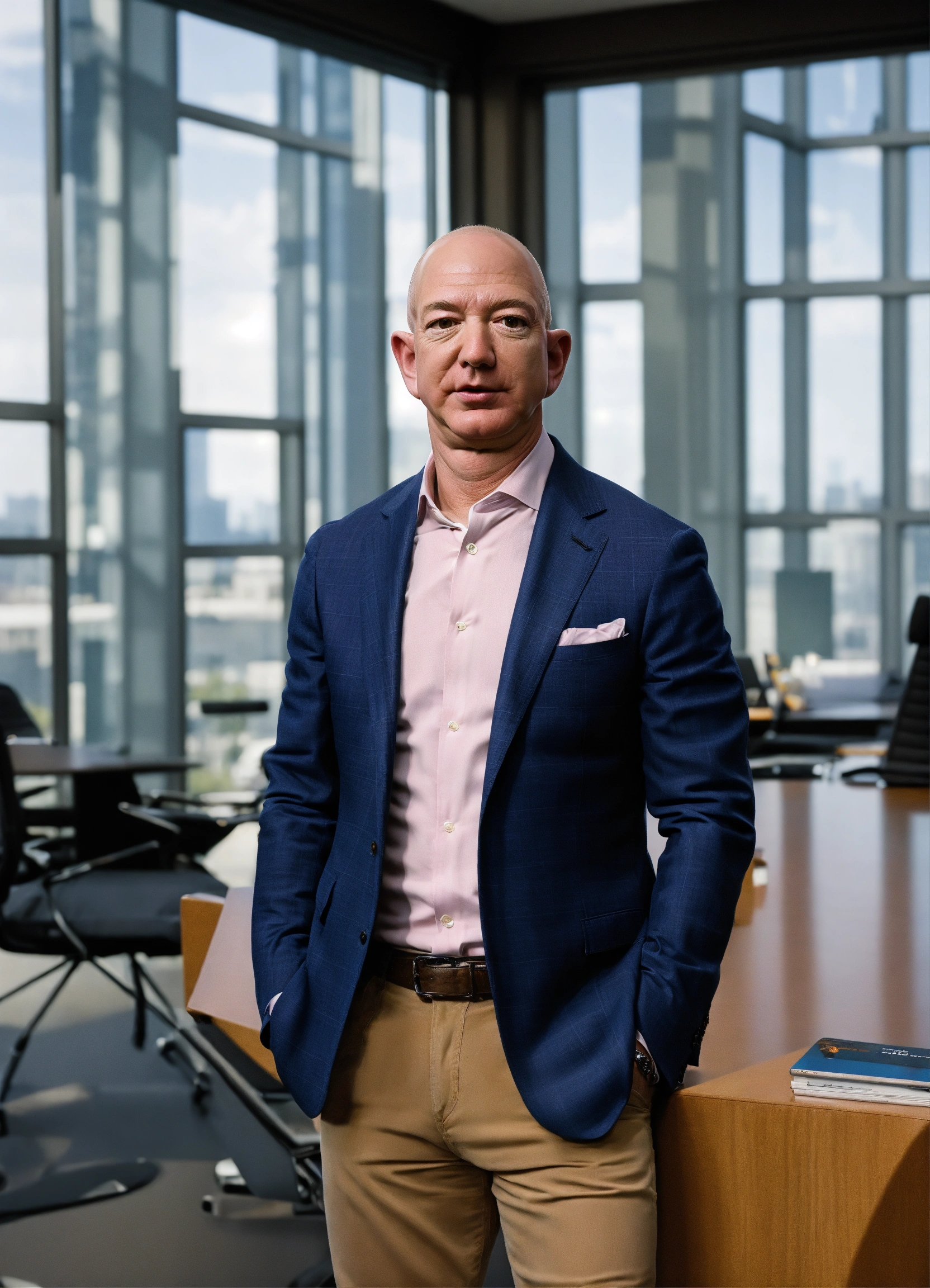 Lexica - Jeff bezos in conference room in front of Amazon building
