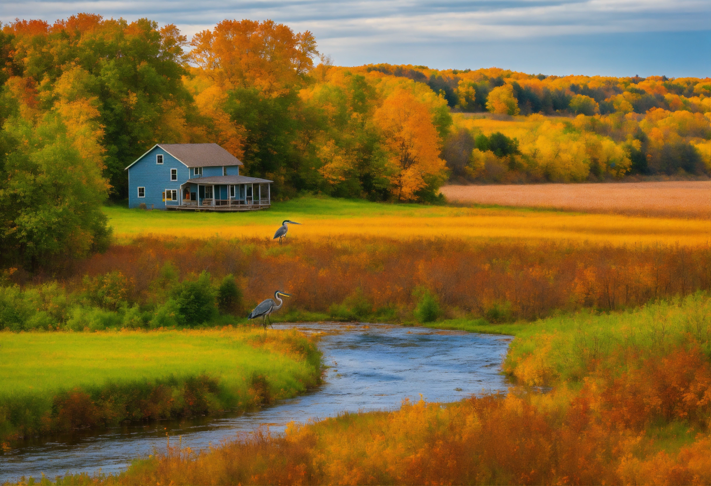 Lexica - Impressionistic, wooden A frame house on a hill in background ...