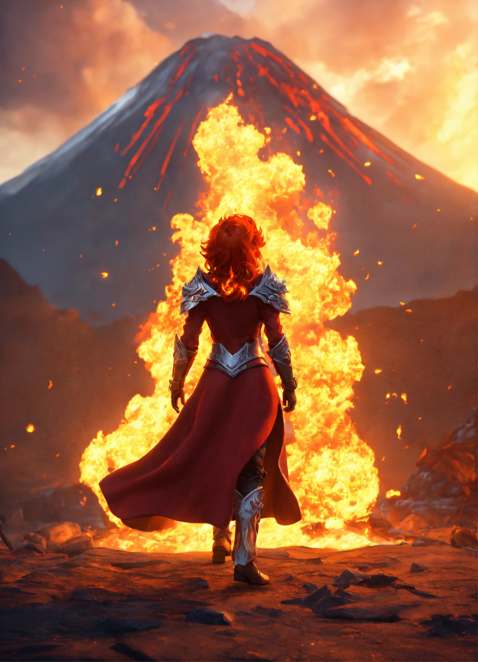 Lexica - Small female pale skinned redhead fire elemental mage behind a ...