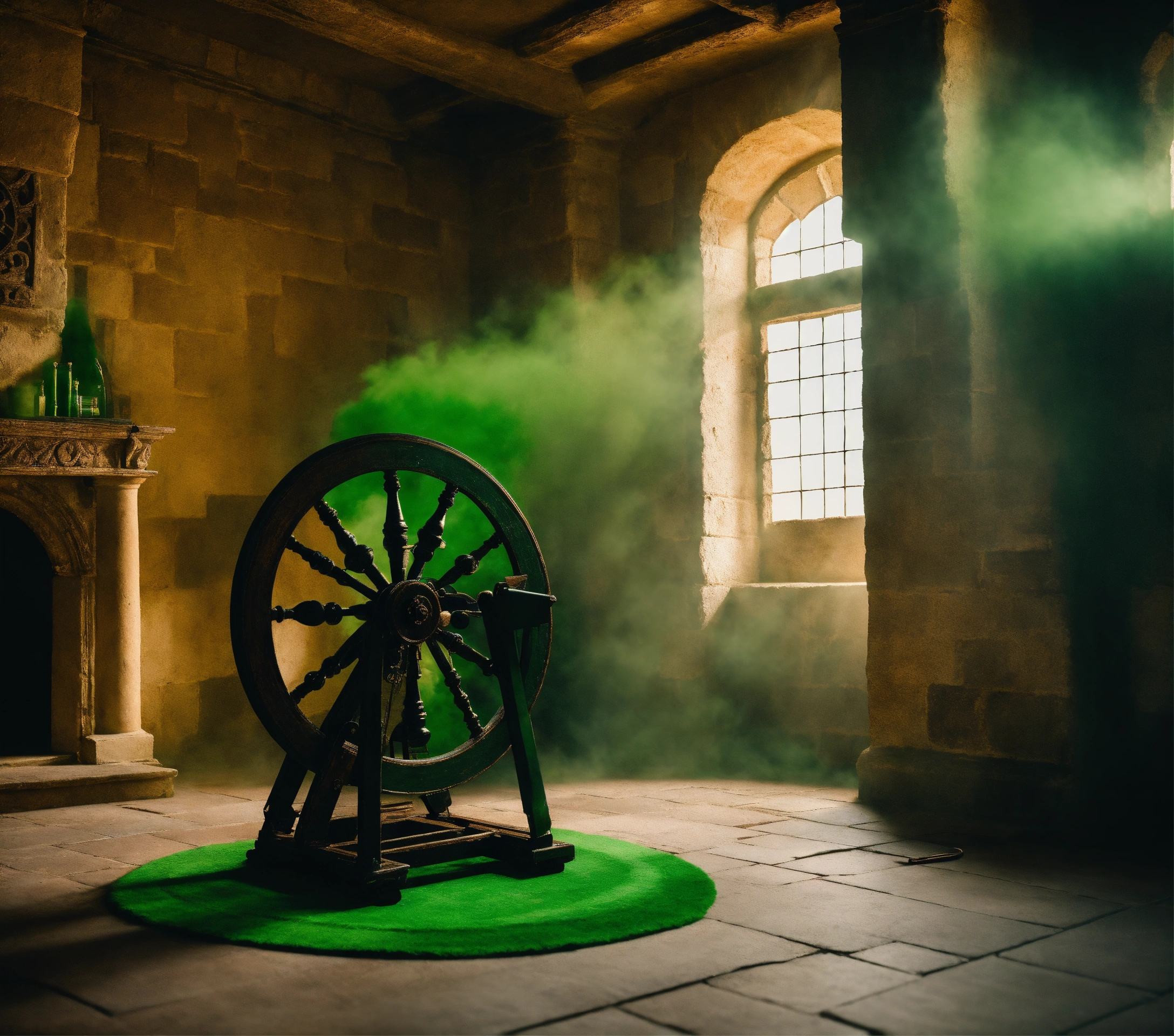 Lexica - A spinning wheel in a room in the castle tower , there is a ...