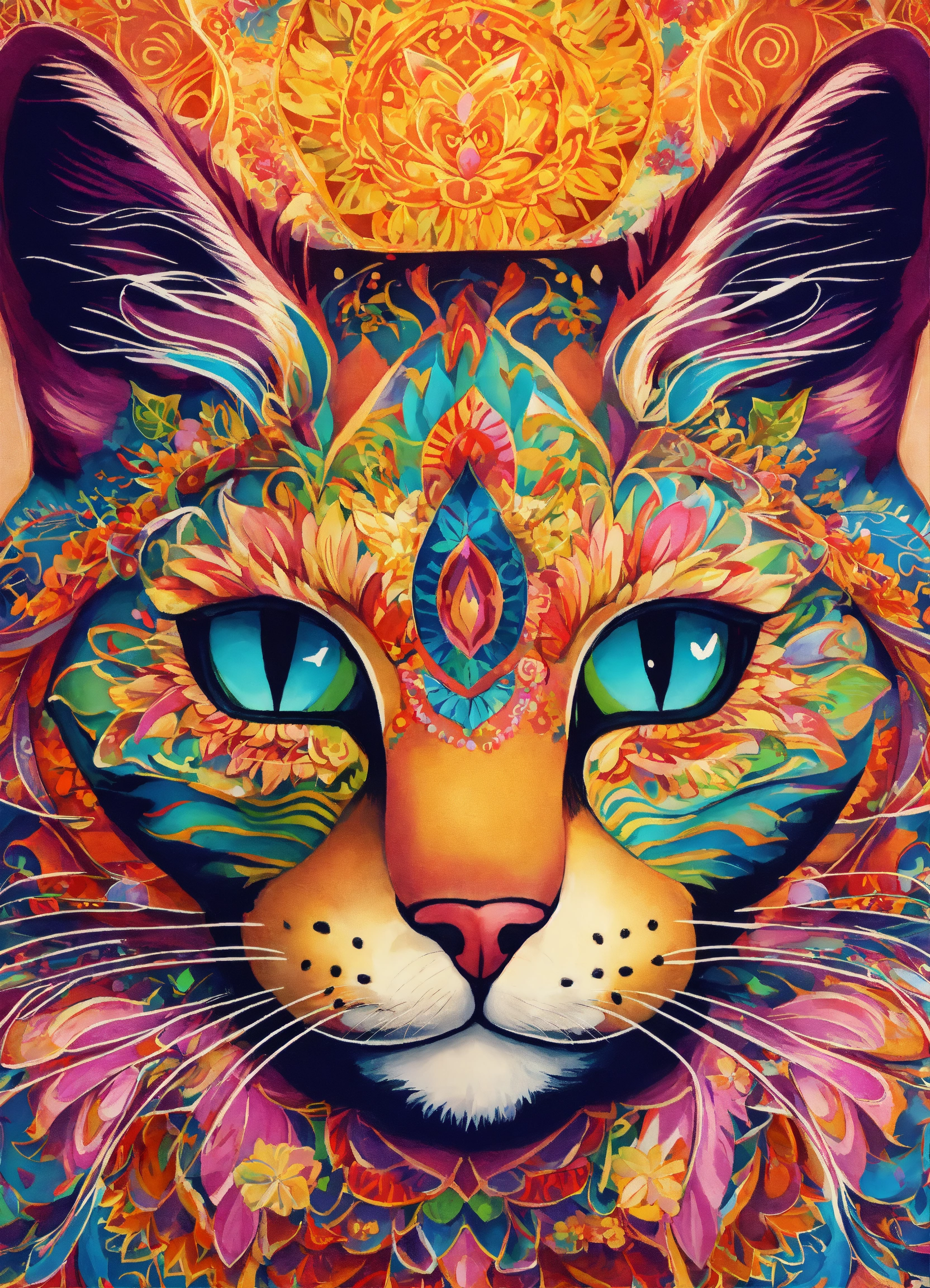 Lexica - Cat, multicolor, mandala body, mandala face (cover)