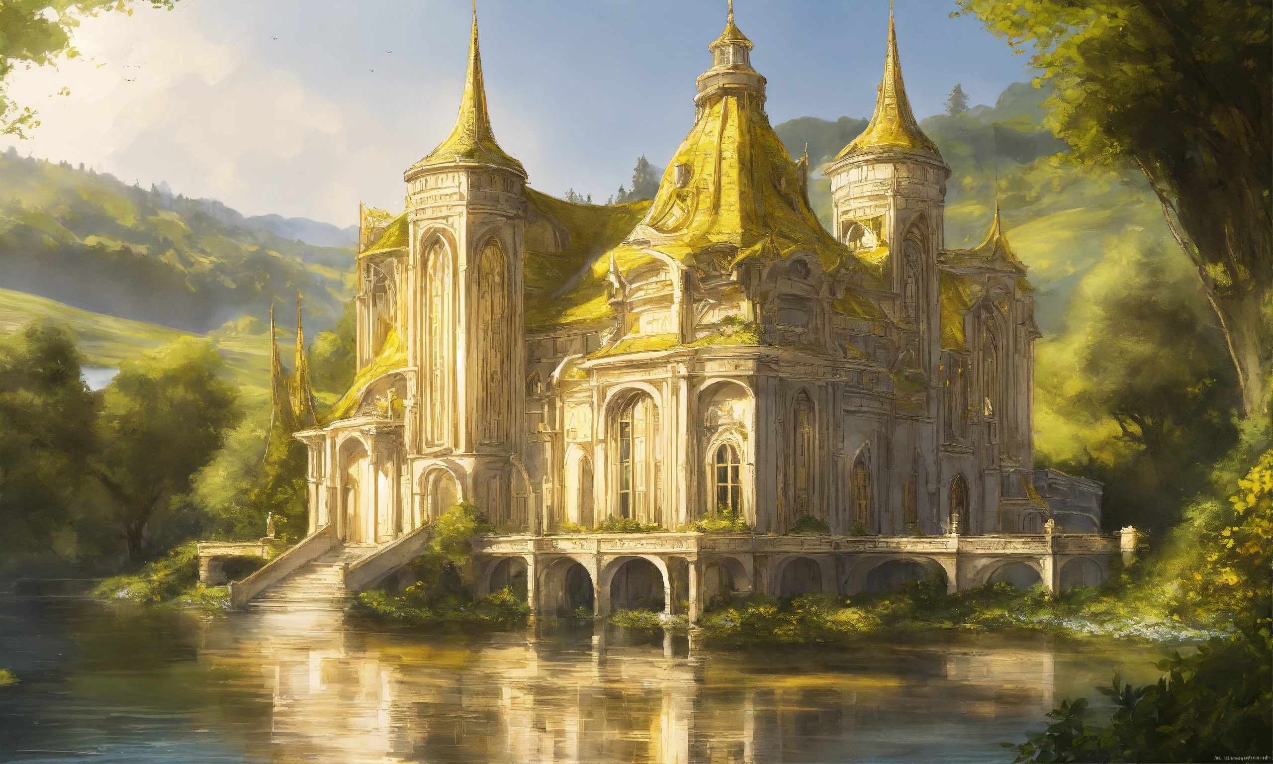 Lexica - Drawing of a fully shown white and yellow elegant high elf sci ...