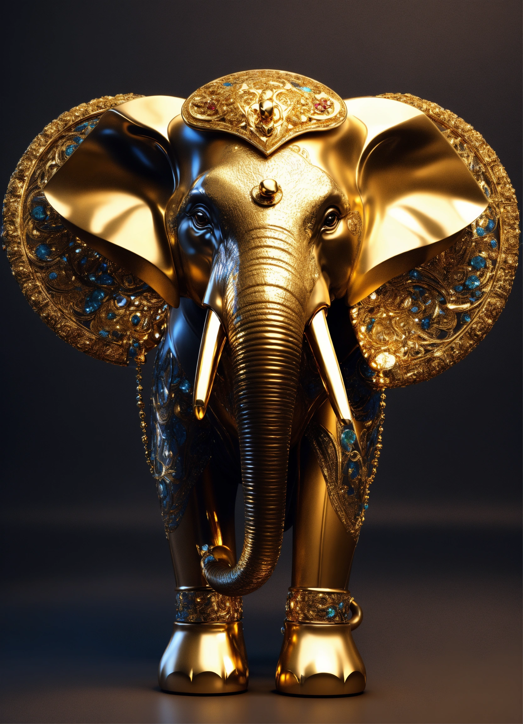 Lexica - 3d Abstract Image of An Elephant wearing Golden Jewelry ...