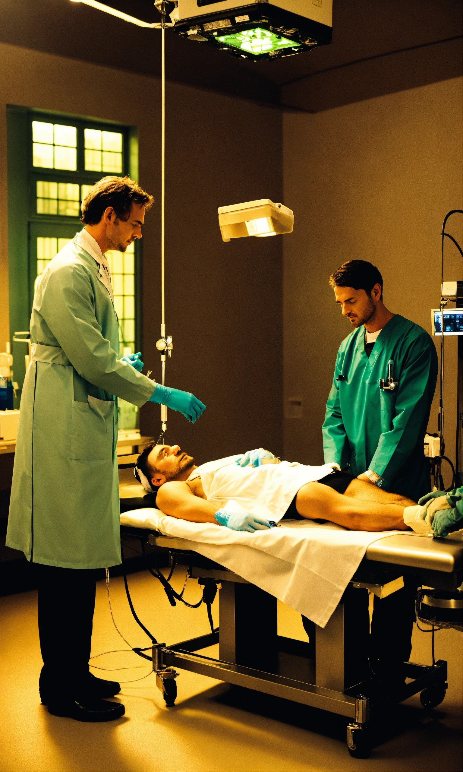 Lexica - A man sitting at a operating table and the doctor getting ...