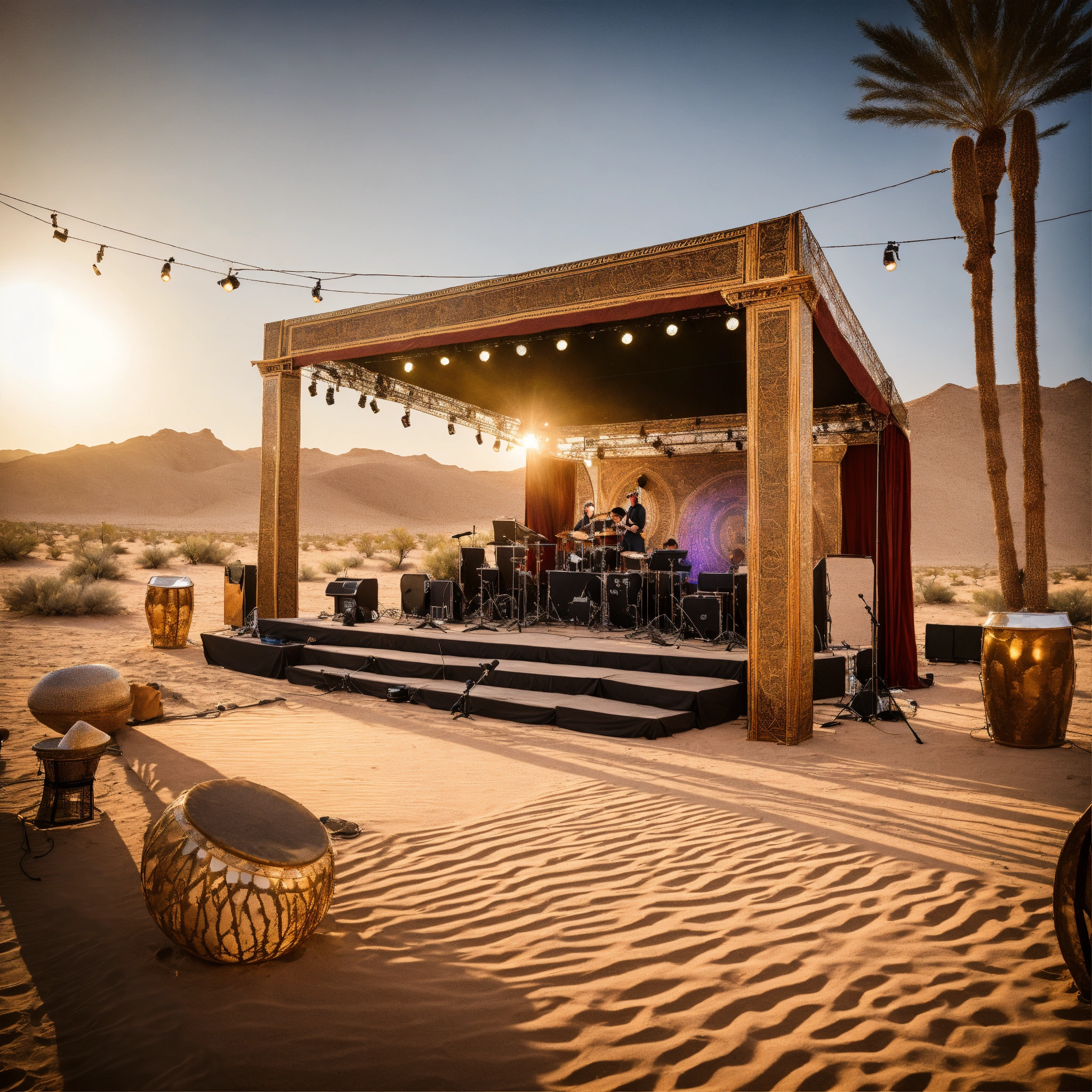 Lexica - Desert Arabian themed outdoor concert stage with live music bands