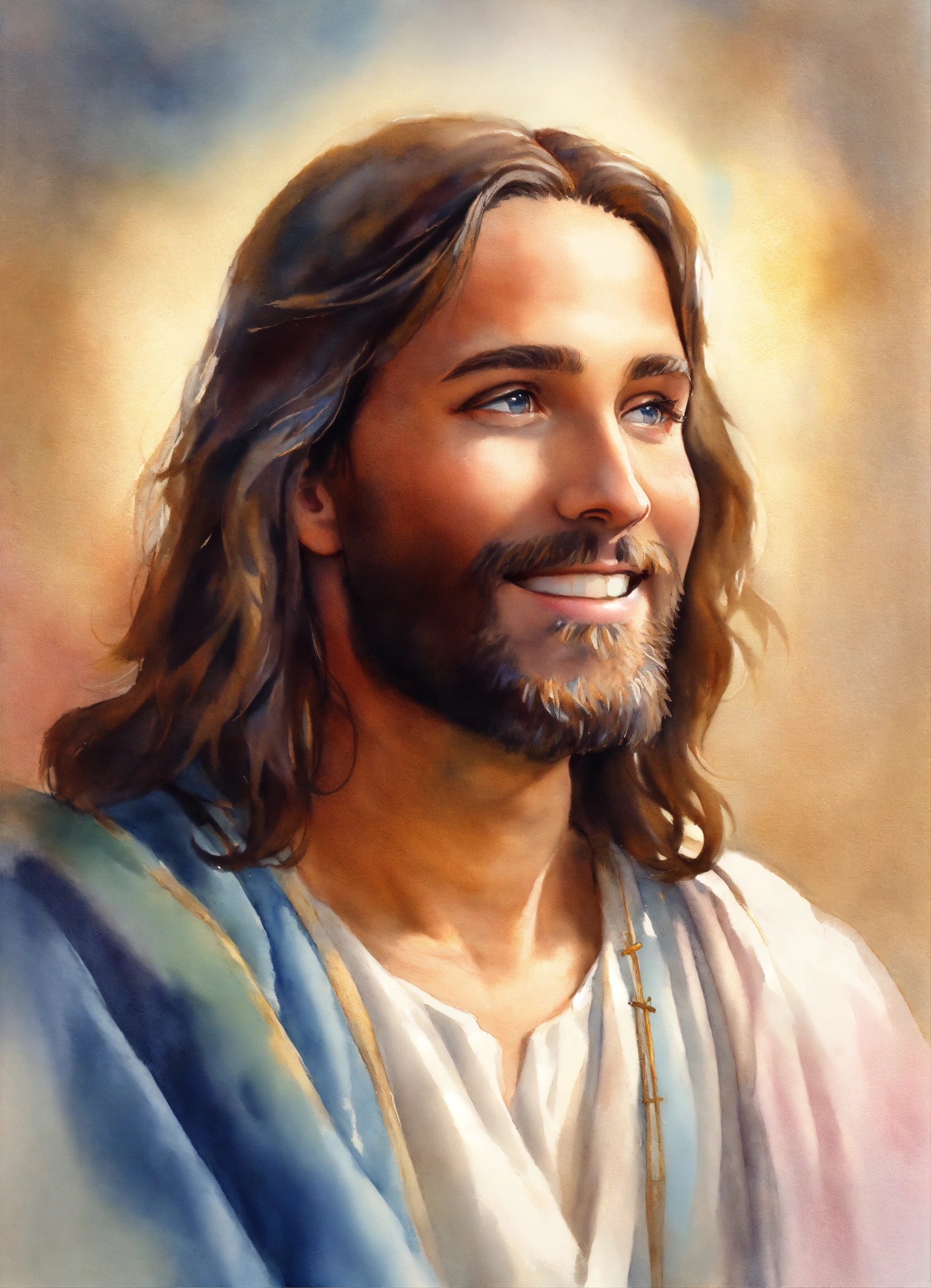 Lexica - Jesus Christ, smiling, looking into the distance, the living ...