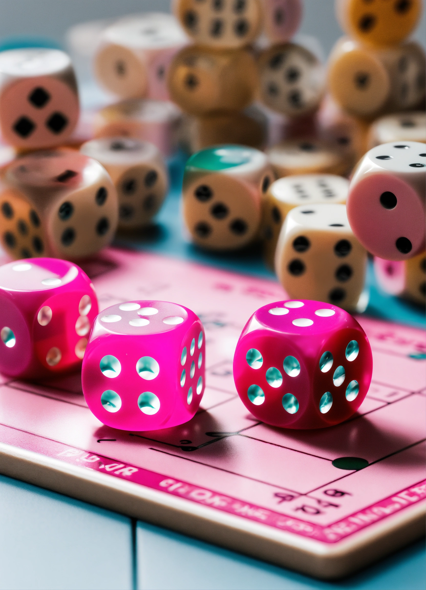 Lexica - A pink board game at an angled view being able to see the full ...