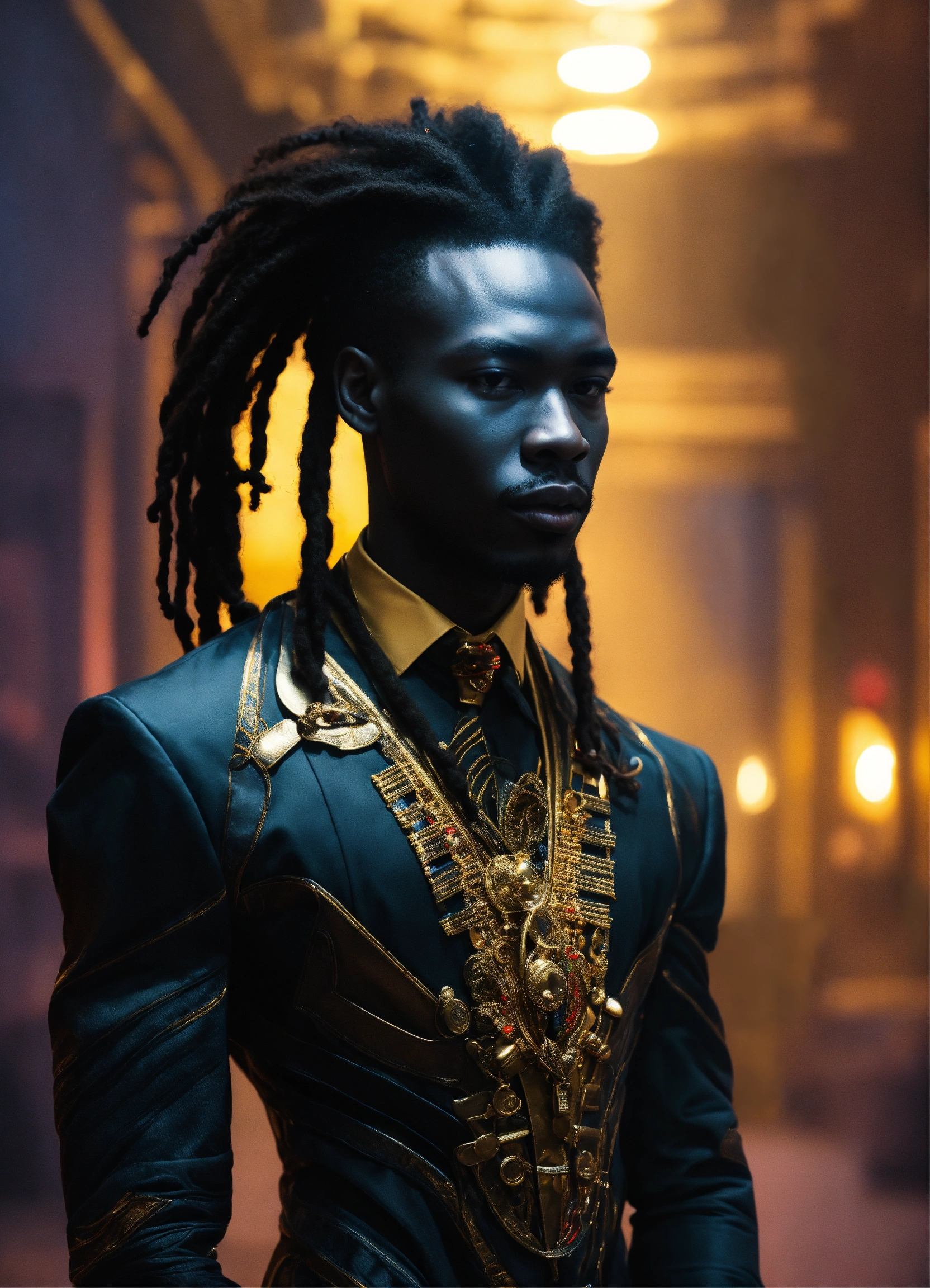 Lexica - Elegant alien black men with a dreadlock in front of you and ...