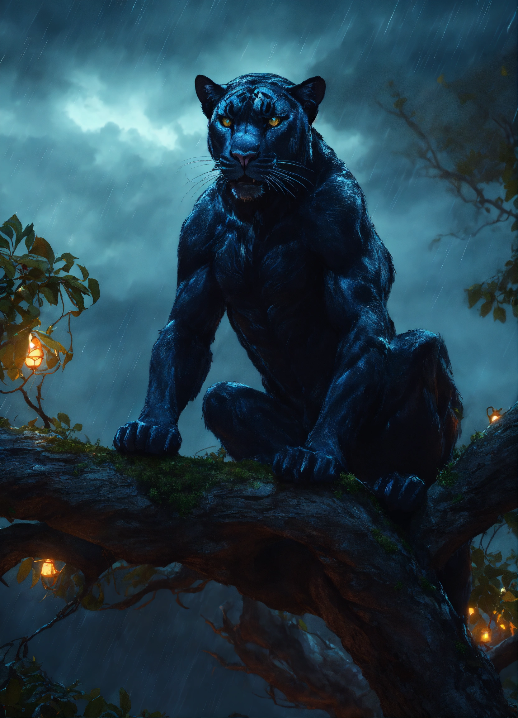 Lexica - A vicious panther scary hairy humanoid monster meditating on ...