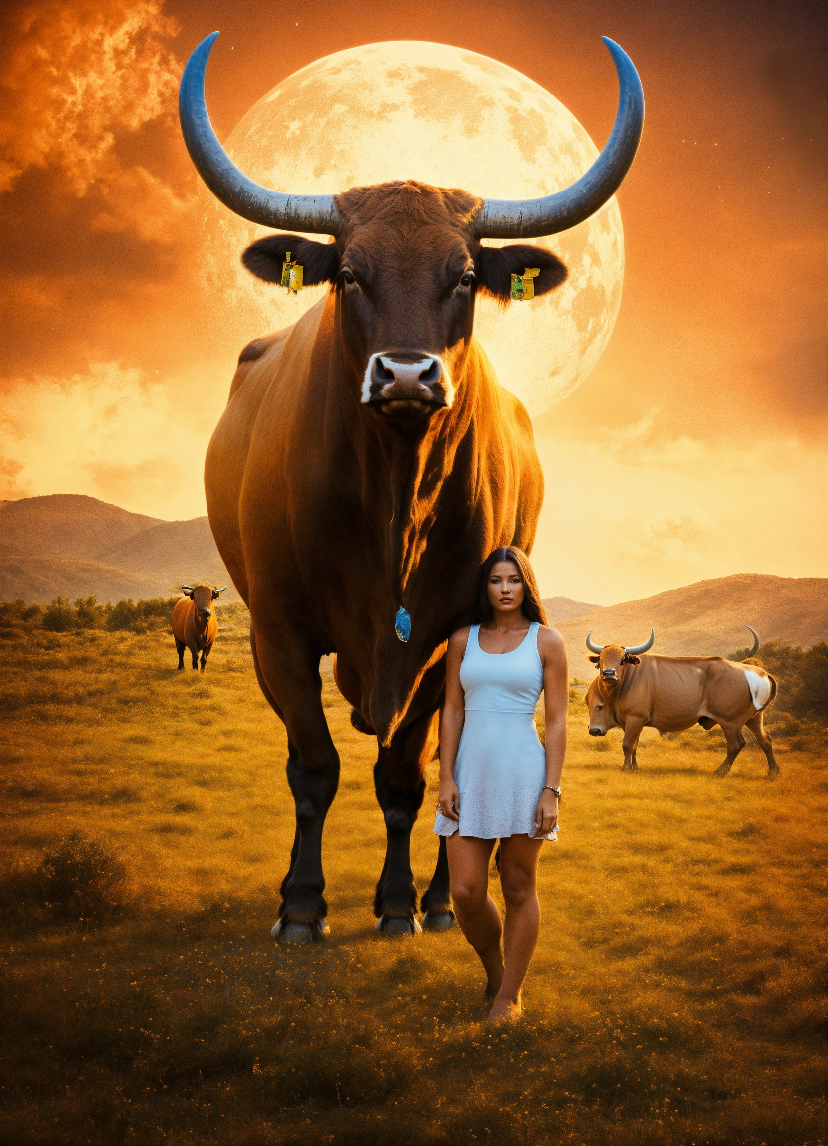 Lexica - Taurus Bull on earth background with Taurus Bull woman
