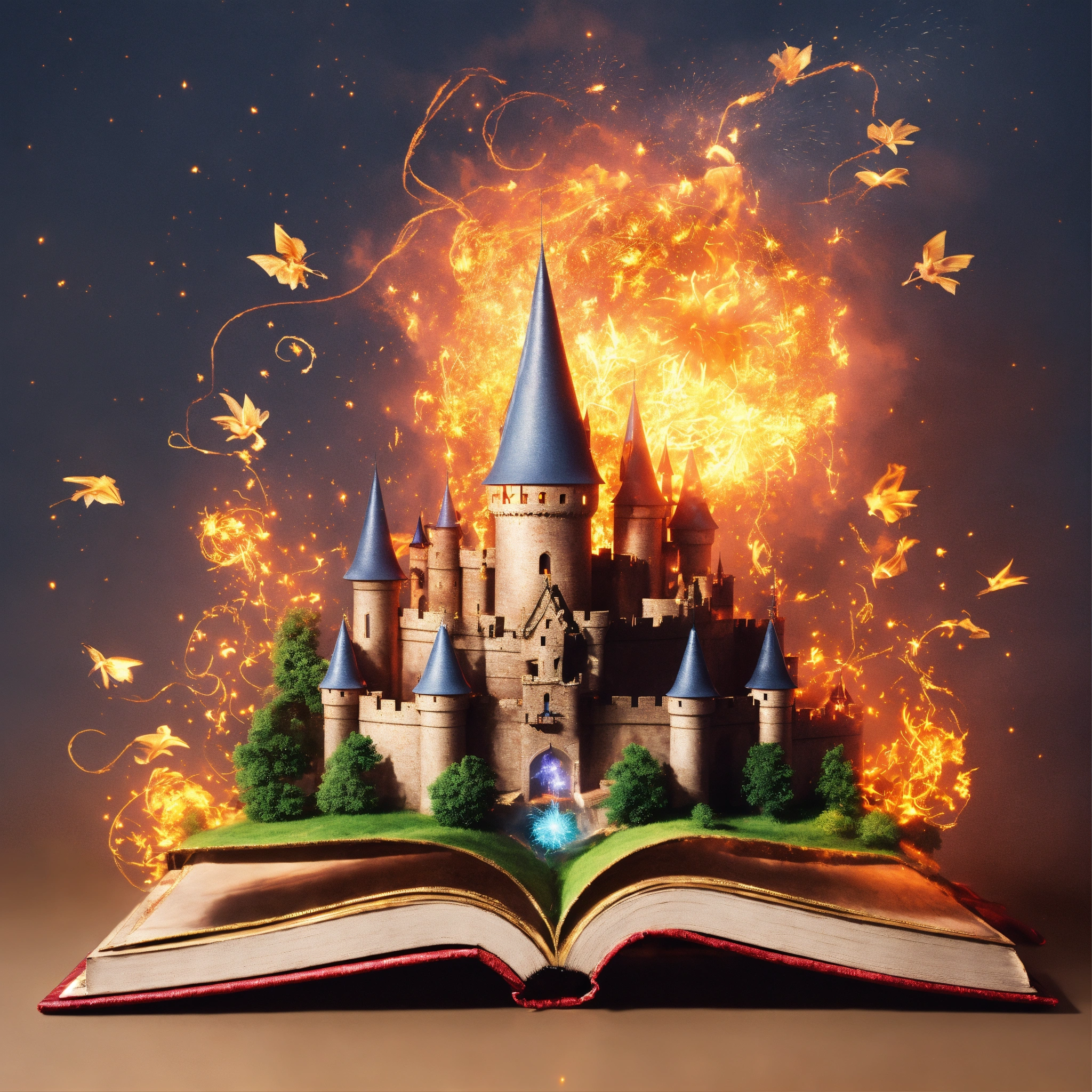Lexica - A fancy magic book from which magic bursts into the world, a ...