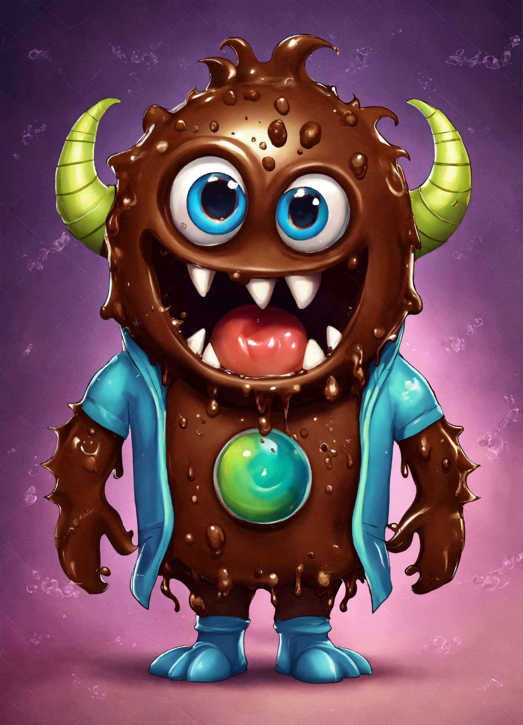 Lexica - Cartoon monster drik chocolate on a transparent background