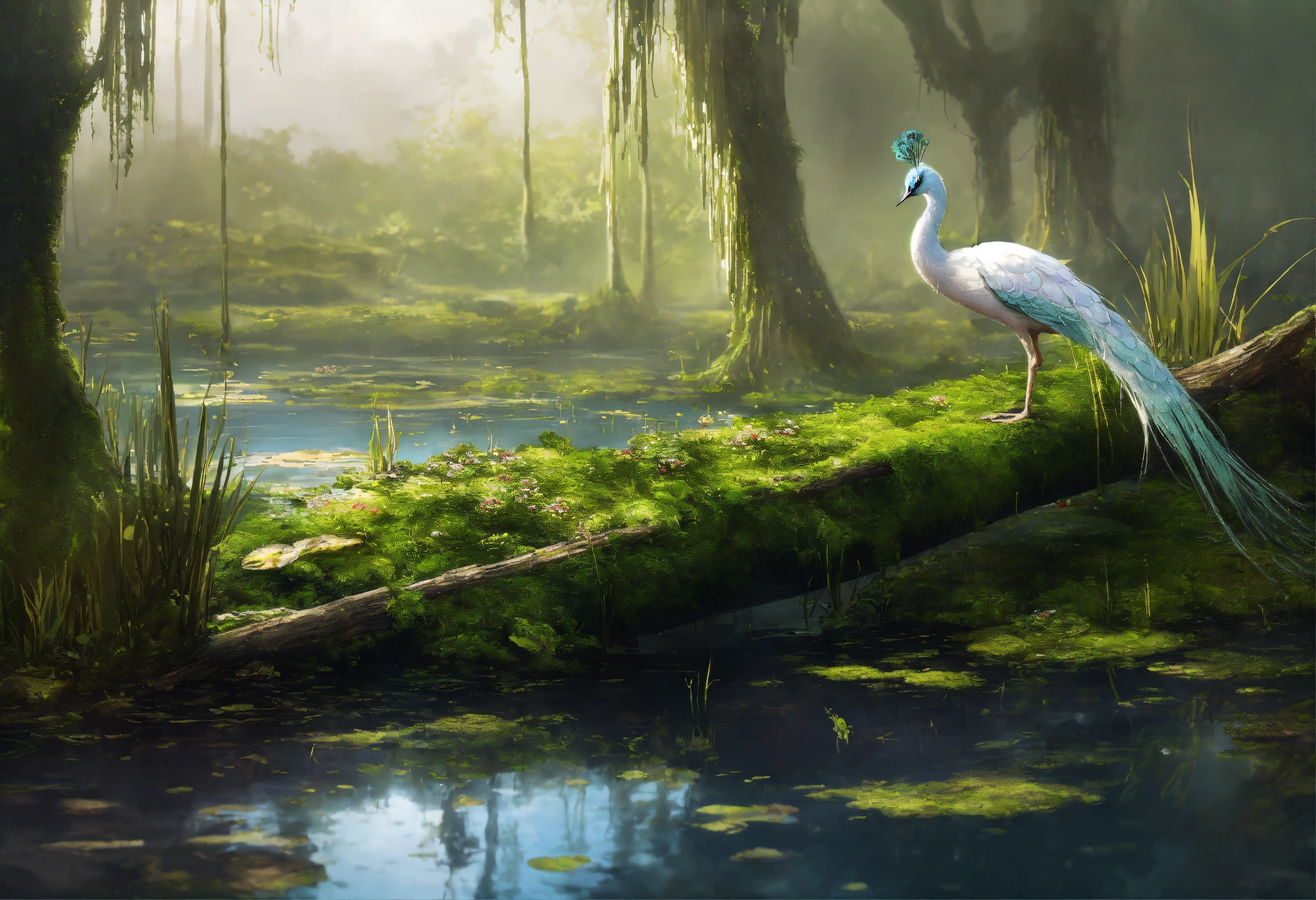 Lexica - Concept art of a swampy wetland landscape with damp grass half ...