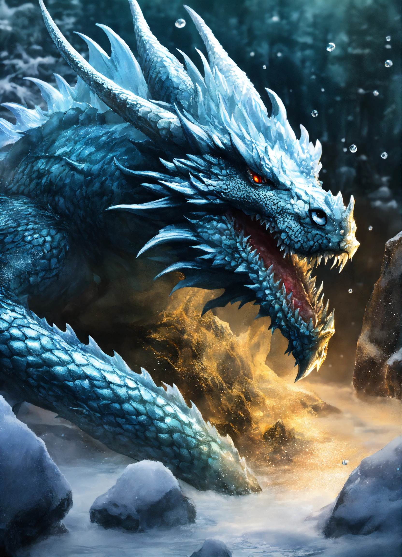 Lexica - Frost dragon in cold water, icy and snowy, dnd, fantasy ...