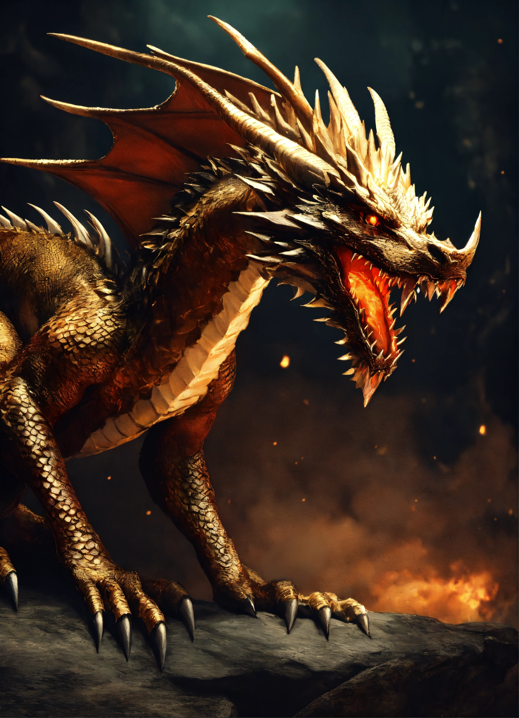 Lexica - Scary majestic dragon with beautiful eyes, full body muscular