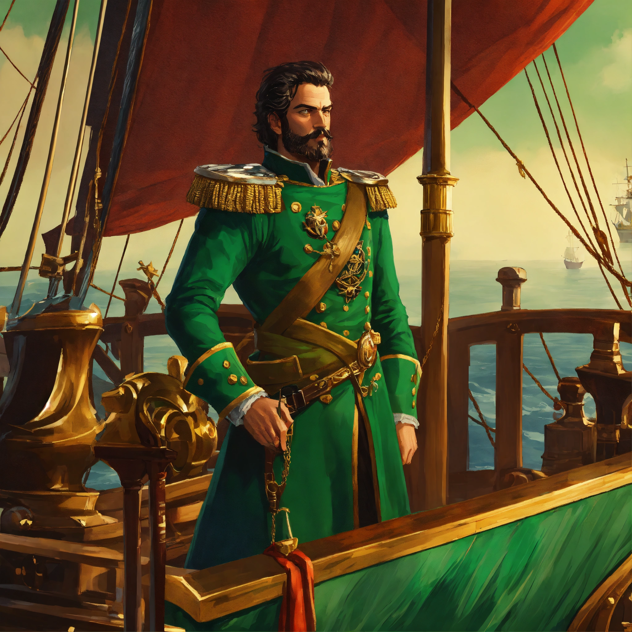 Lexica - Shorter Spanish Admiral with a sabre in his right hand pointed ...
