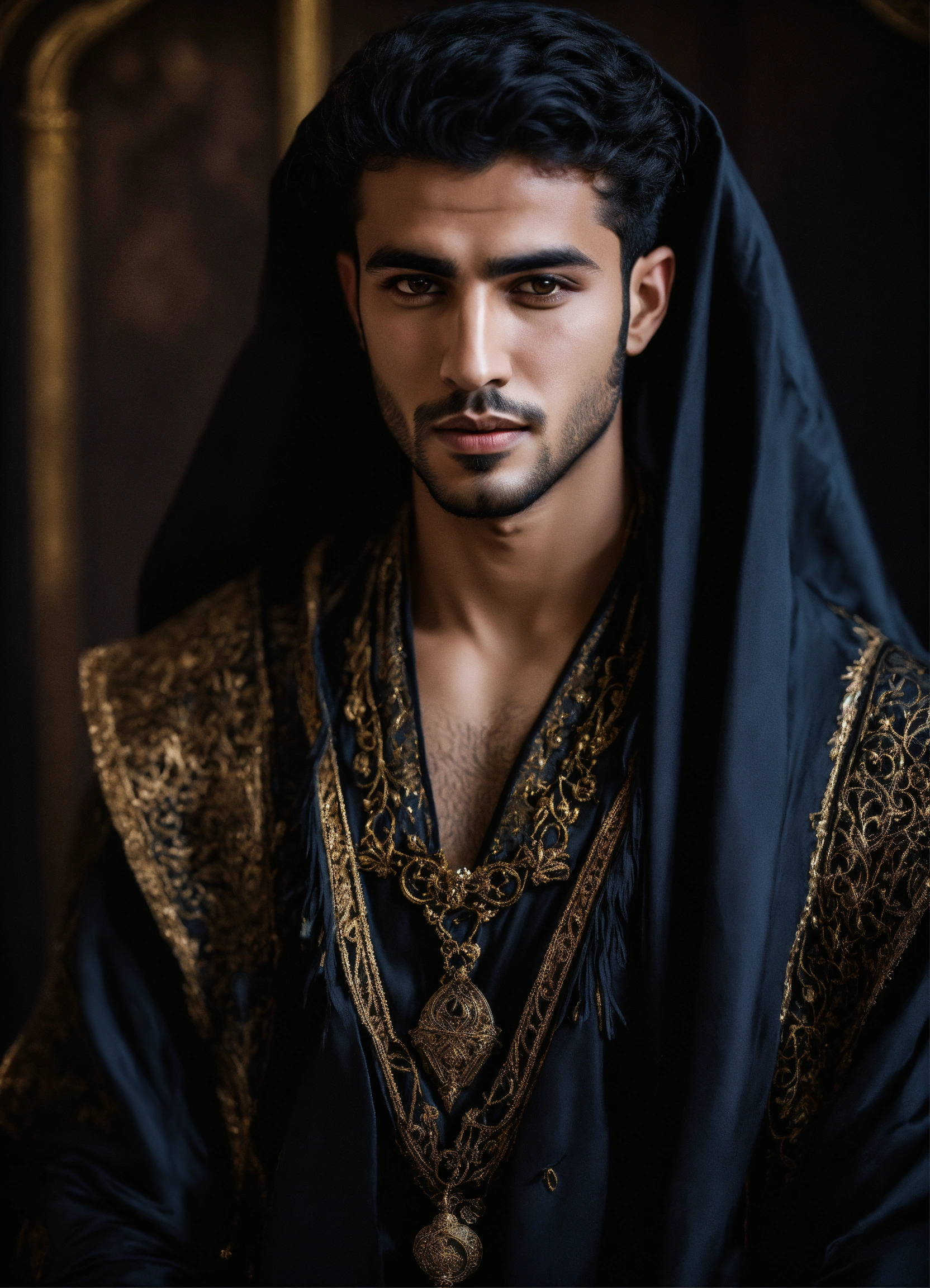Lexica - Young handsome malevolent Arabic male sorcerer, dark, lavish ...