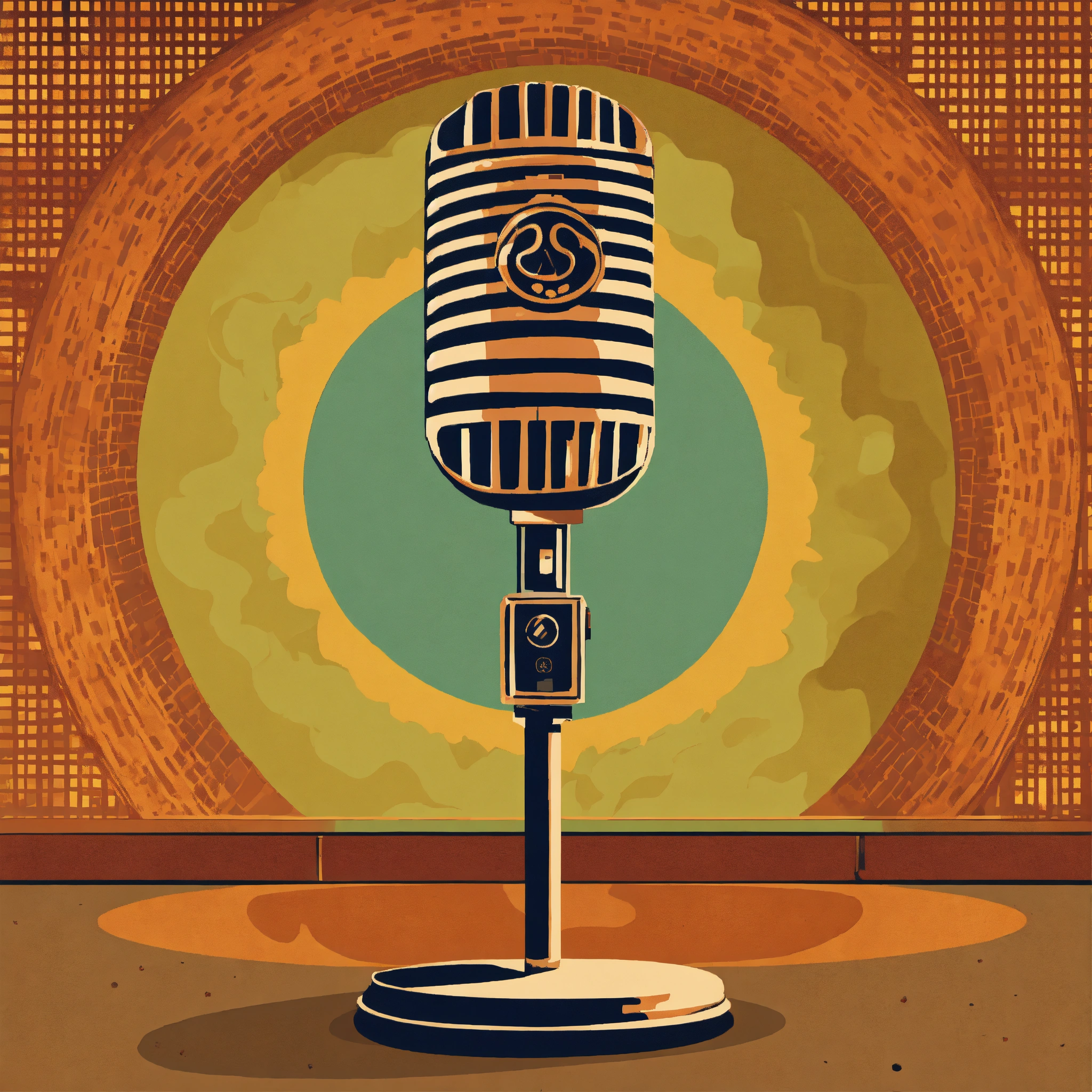 Lexica - Retro microphone on a long stand in a standup club, 60s poster ...