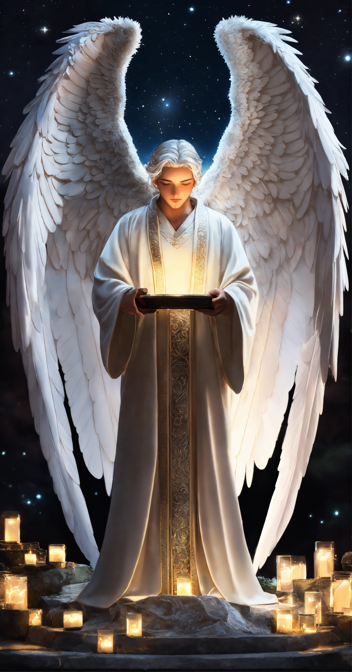 Lexica - 2 male guardian angels with detailed and luminous white angel ...