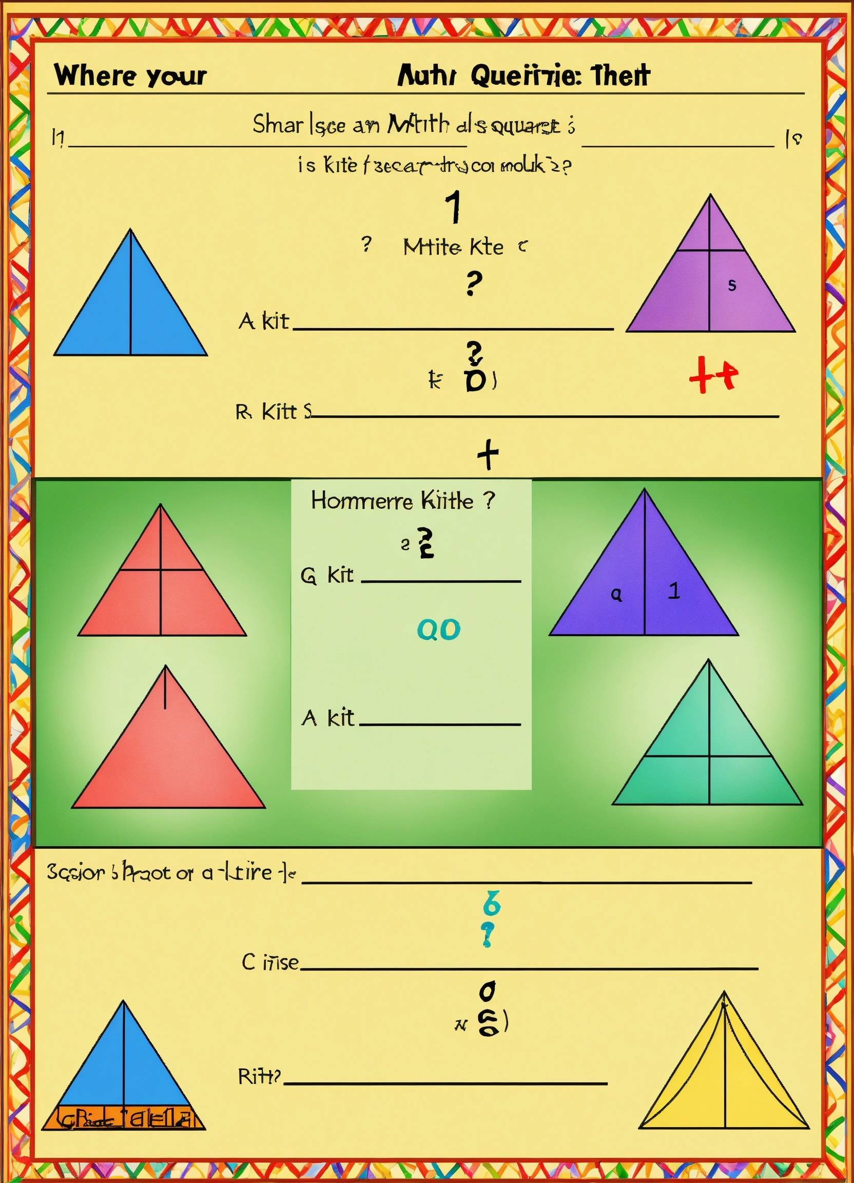 Lexica - Multiple choice question sheet for grade 1 math Question is ...