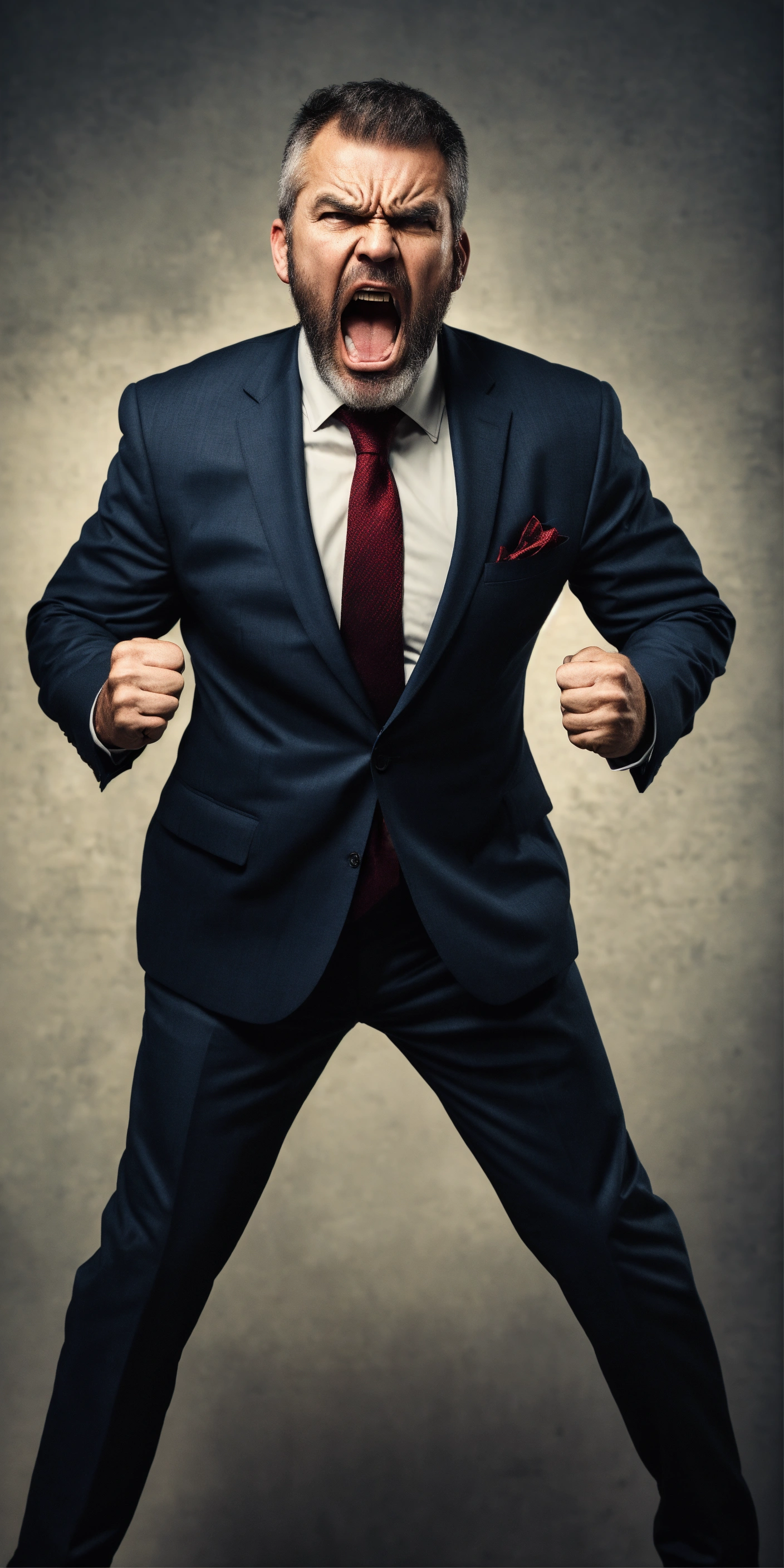 Lexica - A very angry man in a suit about 45-50 years old. He shouts ...