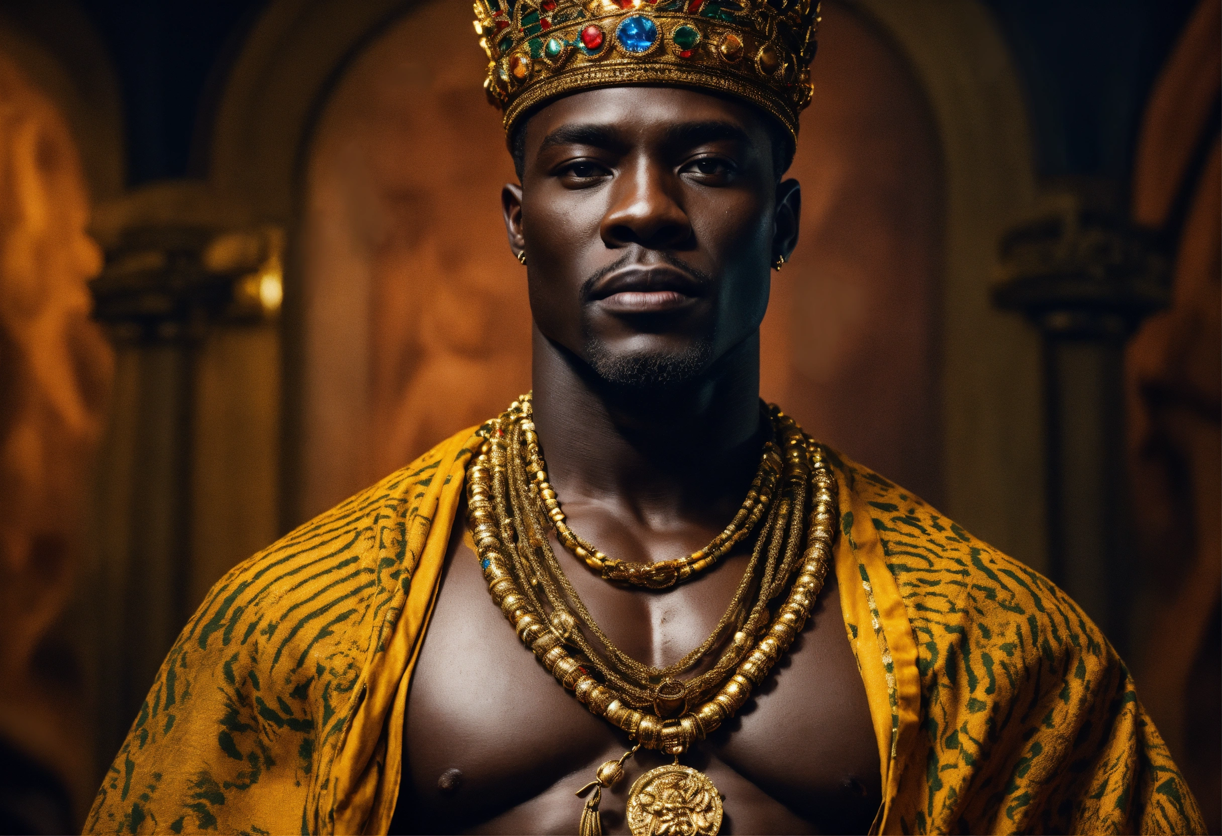 Lexica - Portrait of a stunningly beautiful middle age ghanaian king in ...