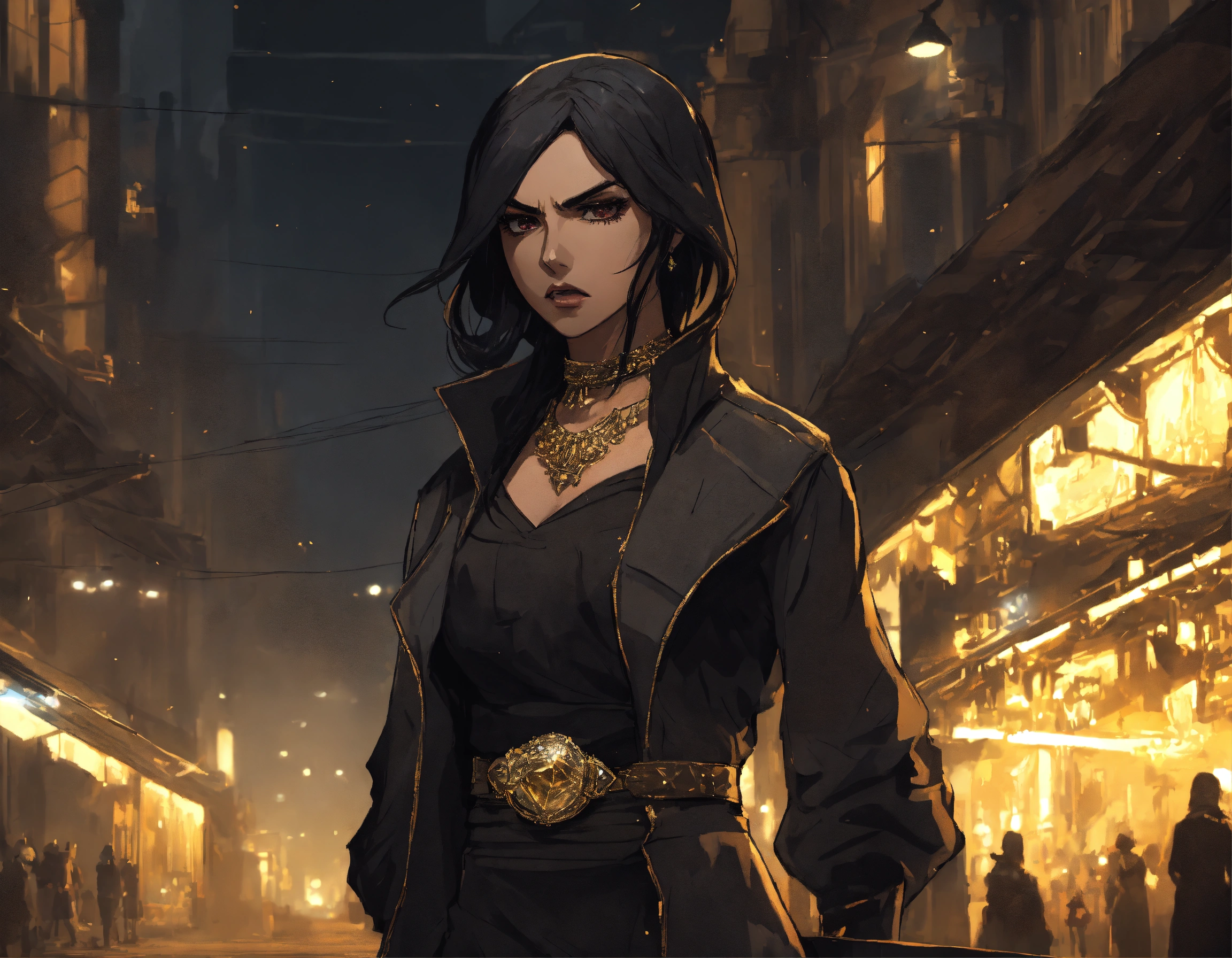 Lexica - Angry beautiful middle eastern assassin wearing a black and ...