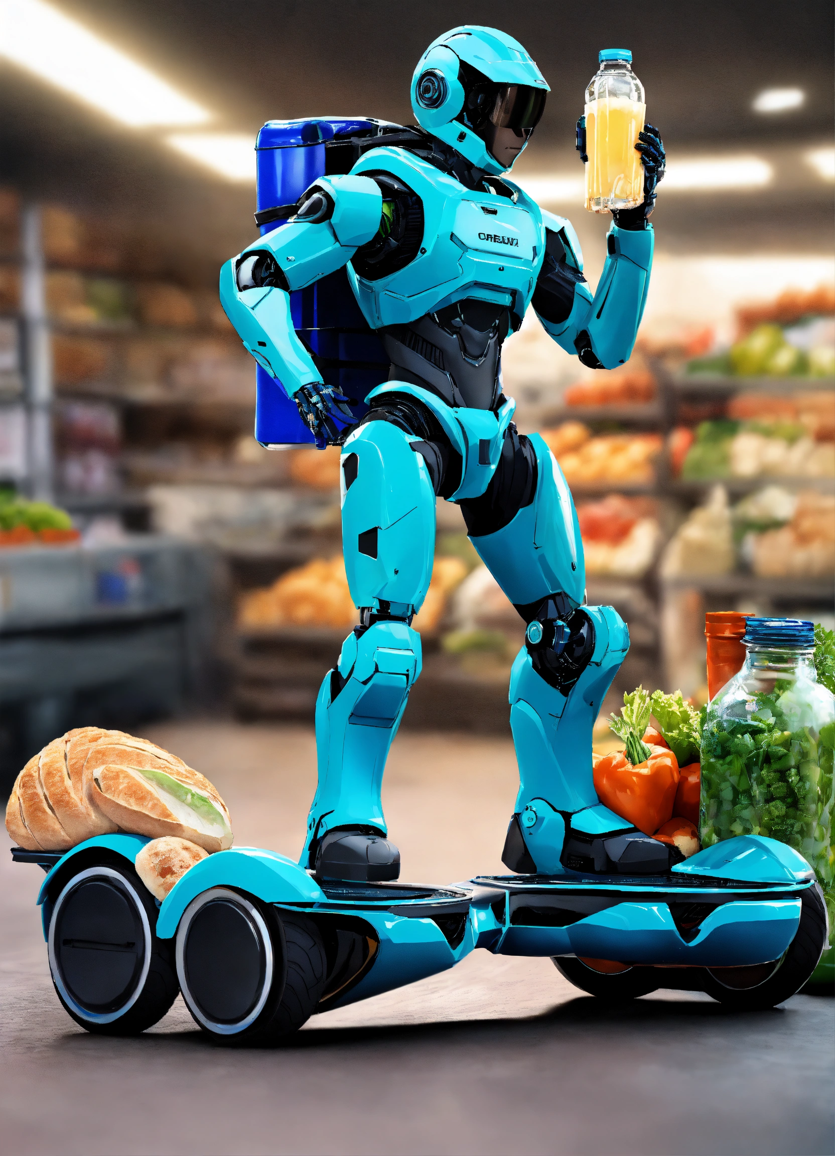 Lexica - A passionate male robot on hoverboard, realistic man face ...