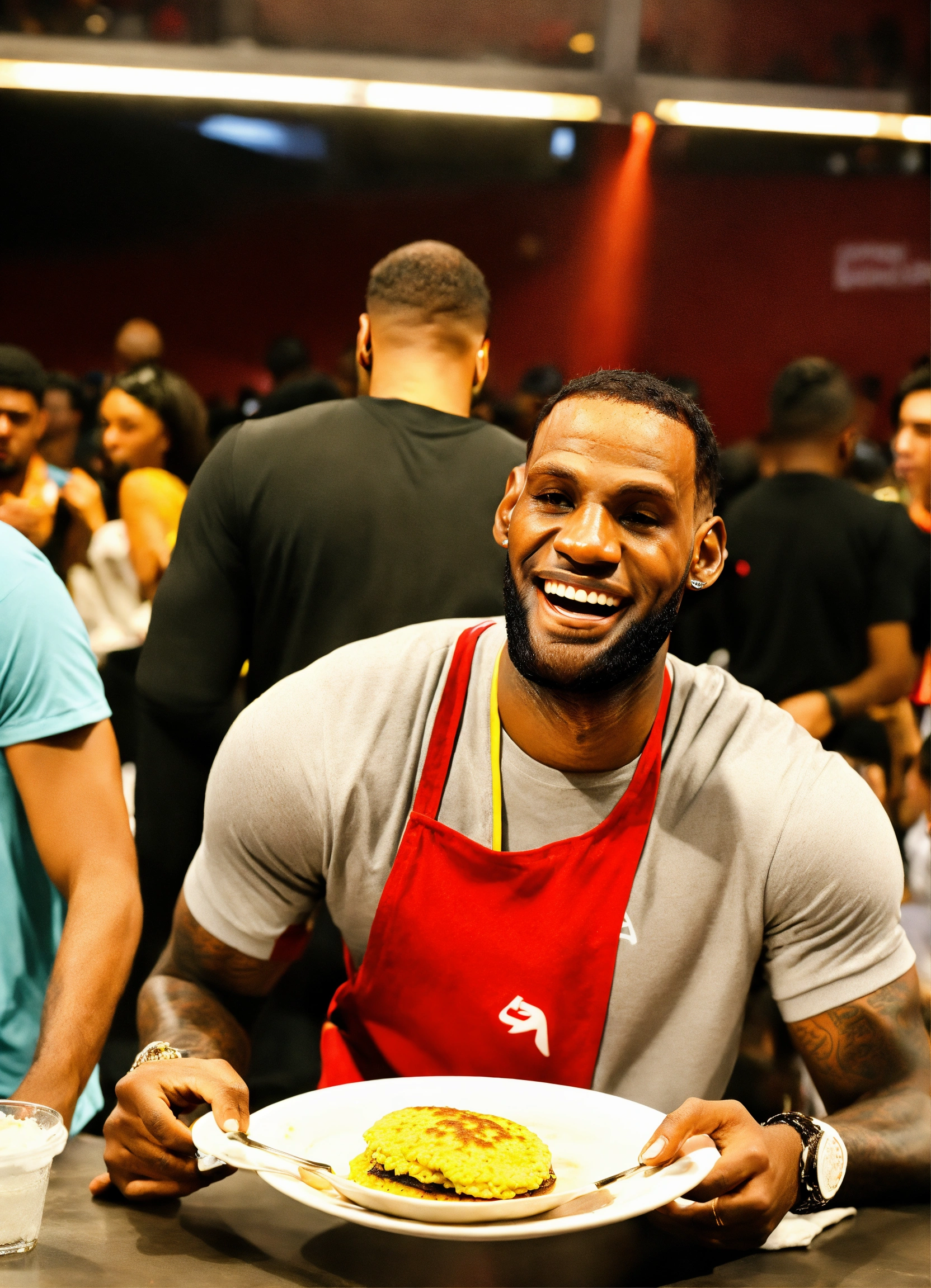 Lexica - LeBron James eating stuffed arepas