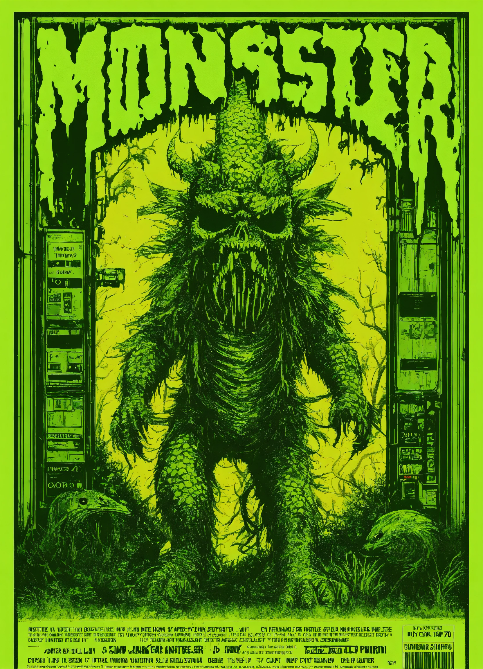 Lexica - Hd monster monster by kerrang, in the style of poster art ...