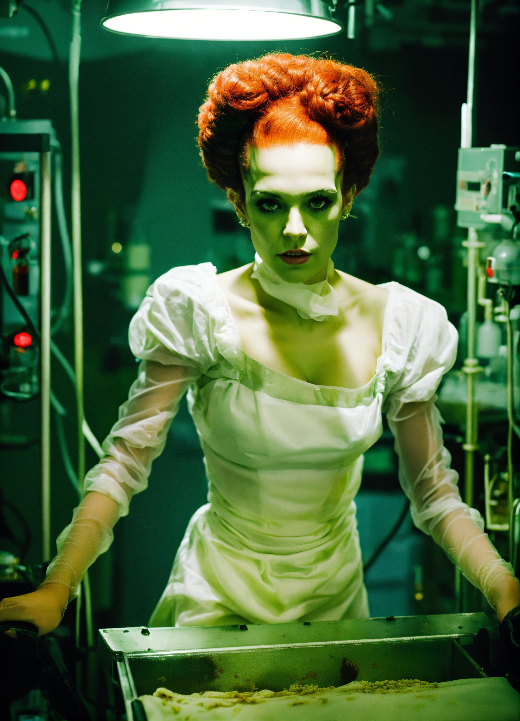 Lexica - Redheaded green-eyed woman as the bride of Frankenstein ...