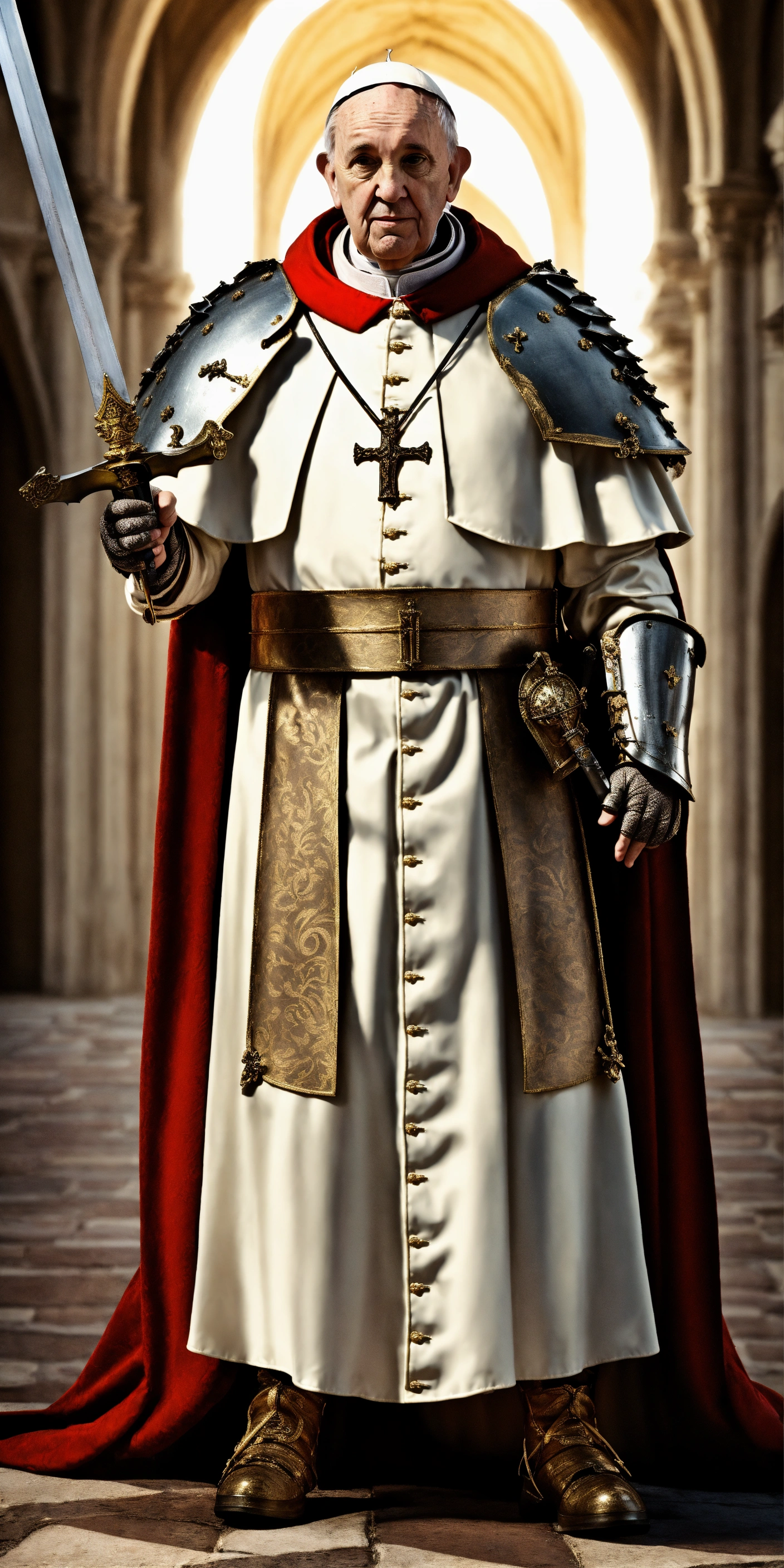 Lexica - Pope Francis in medieval knight armor with no helmet on his ...