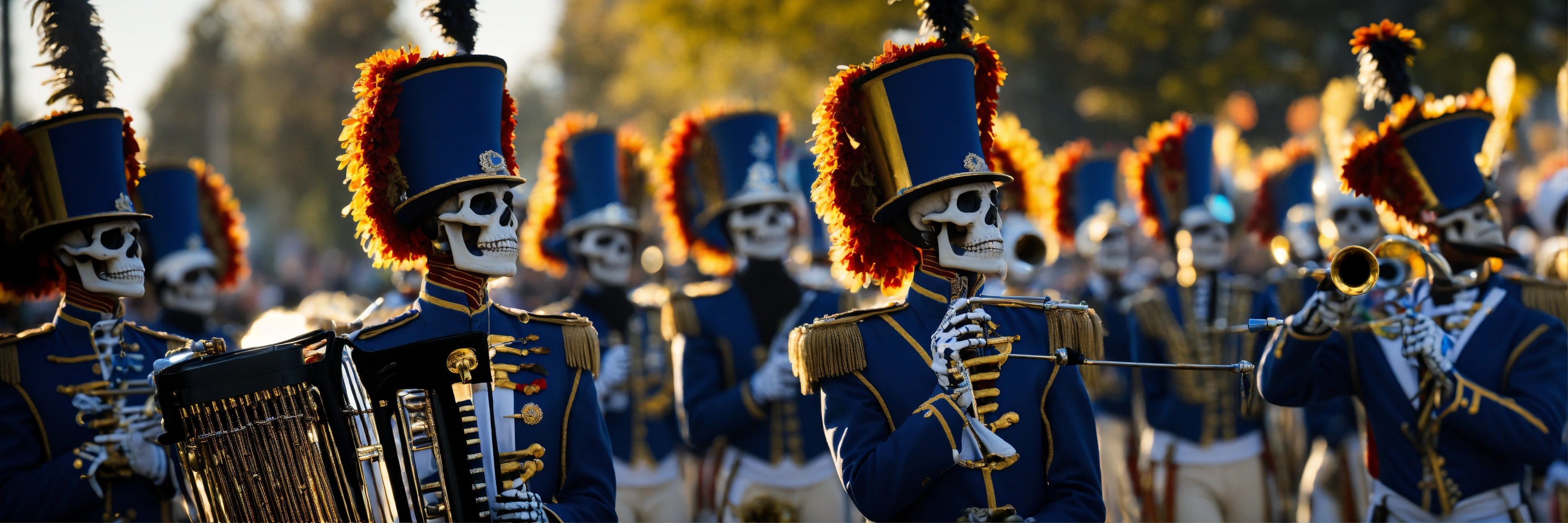 Lexica - Skeleton marching band, at a parade, full body portrait, real ...
