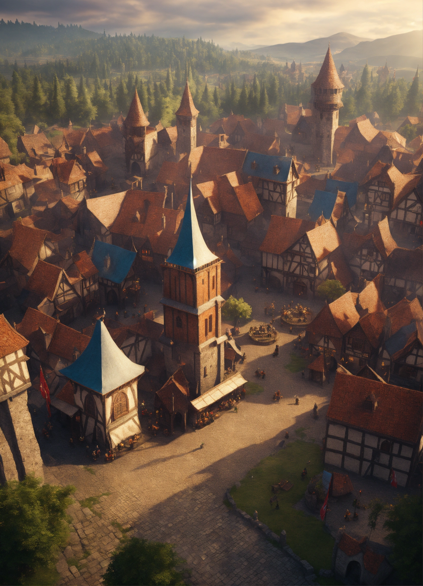 Lexica - A fantasy battle arena front and center of a medieval town ...