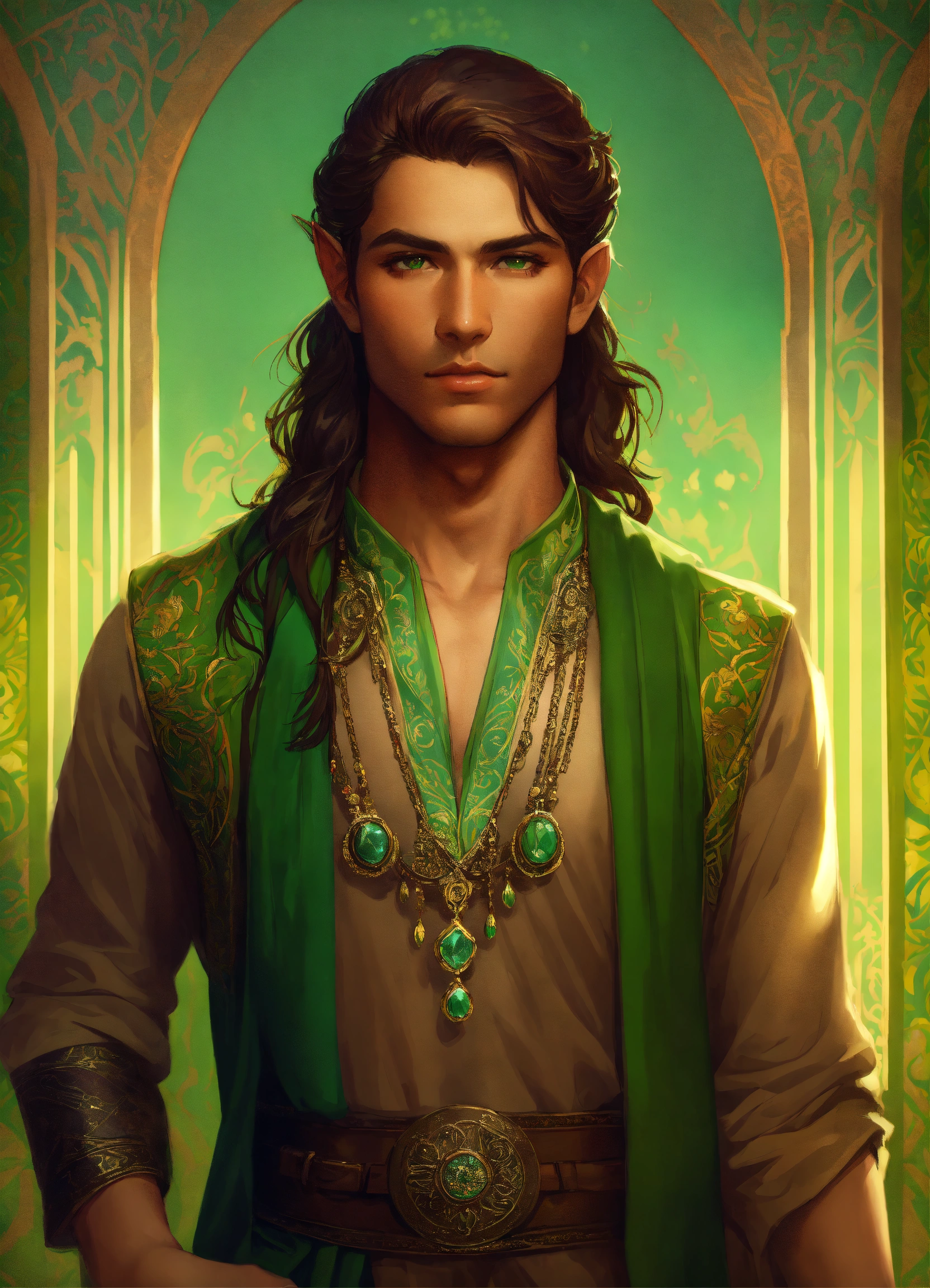 Lexica - Full body portrait of handsome persian elf male scout, high ...