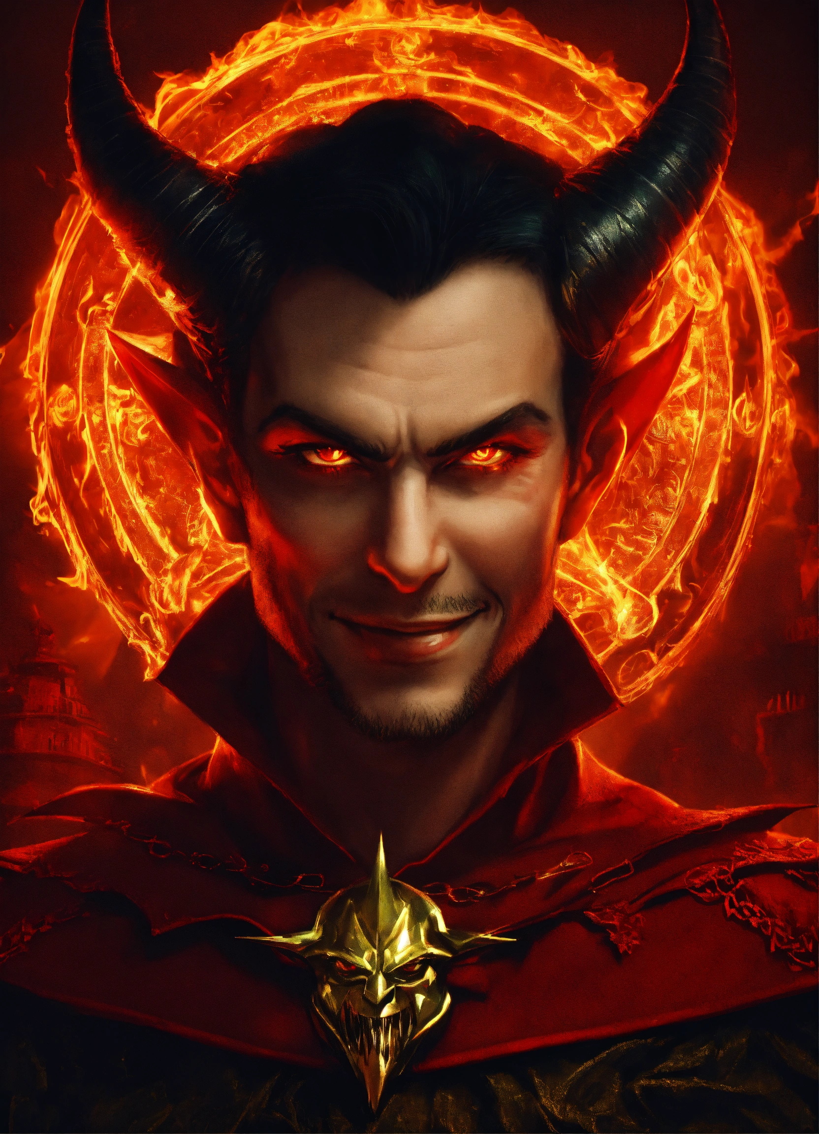 Lexica - Satan plotting something, wicked smirk on face