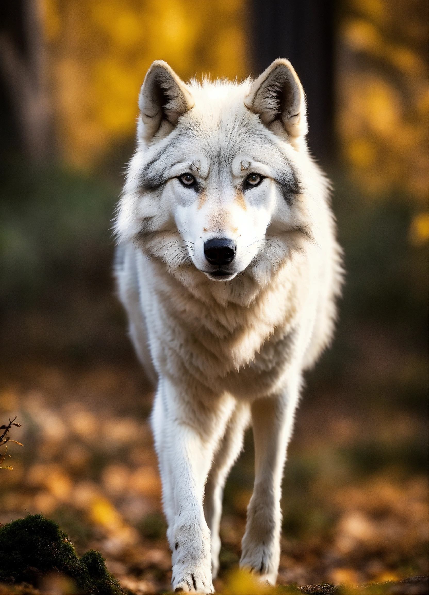 Lexica - A white wolf with a black spot that fades out on all sides ...