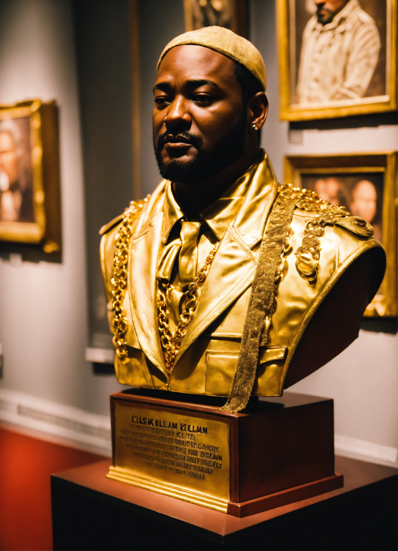 Lexica - A gold bust of the rapper Ghostface Killah in a museum with ...