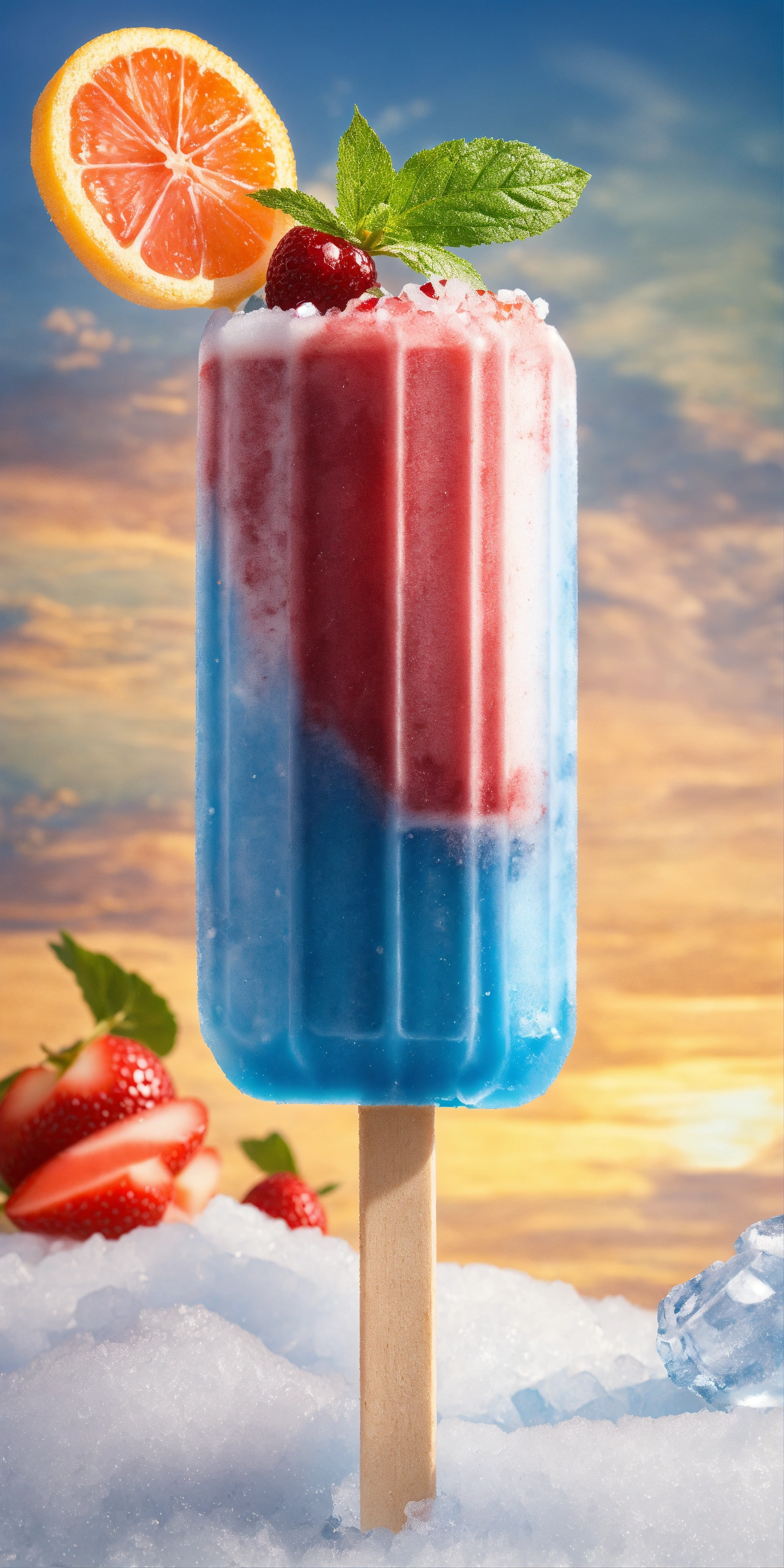 Lexica - A very tasty blue popsicle on summer, high detailed, white ...