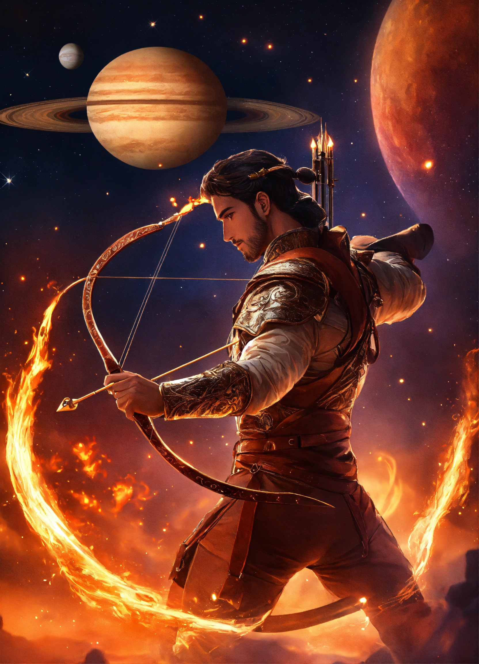 Lexica - Sagittarius male Archer in background with Saturn in ...