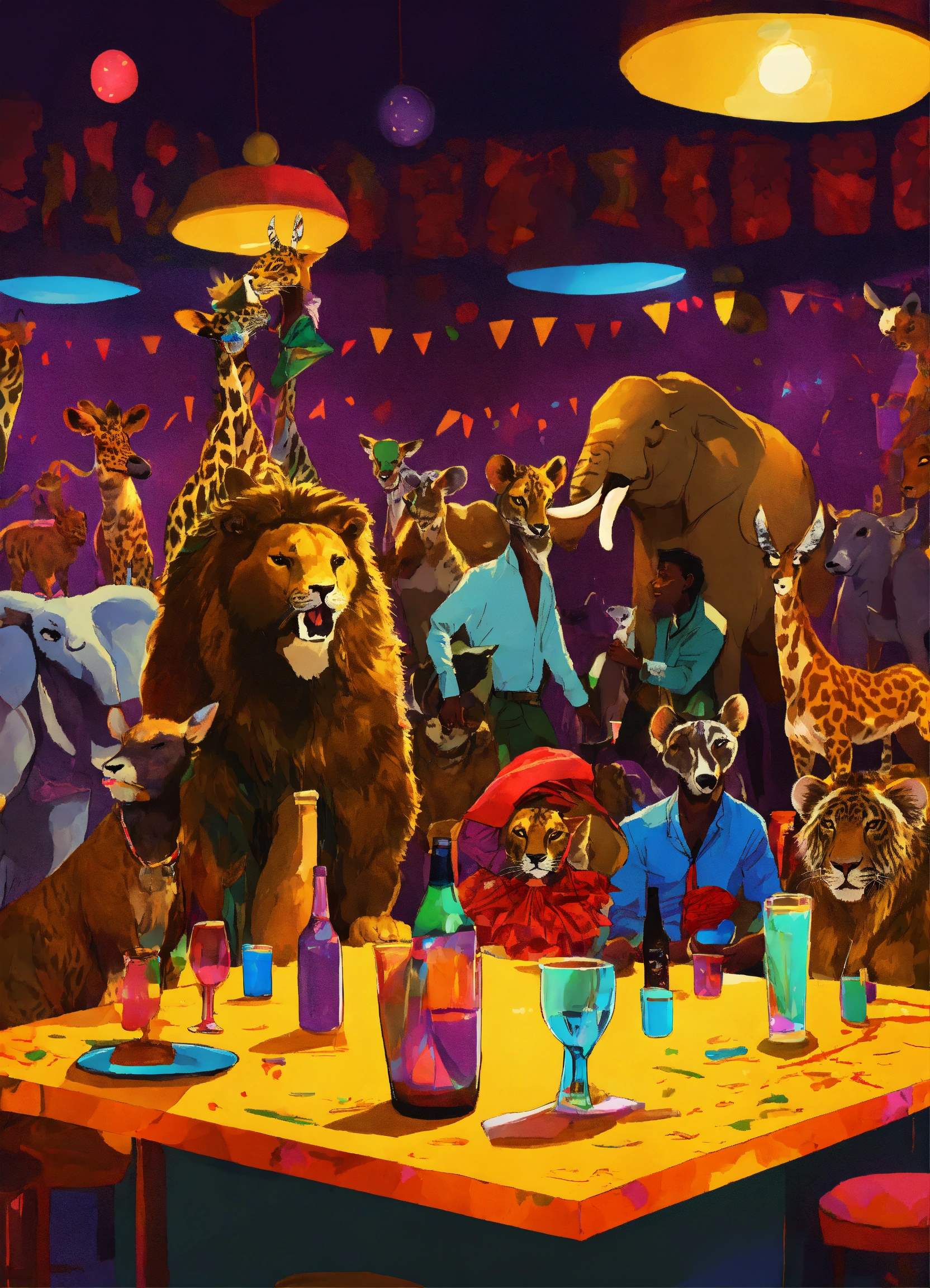 Lexica - African animals celebrate in nightclub
