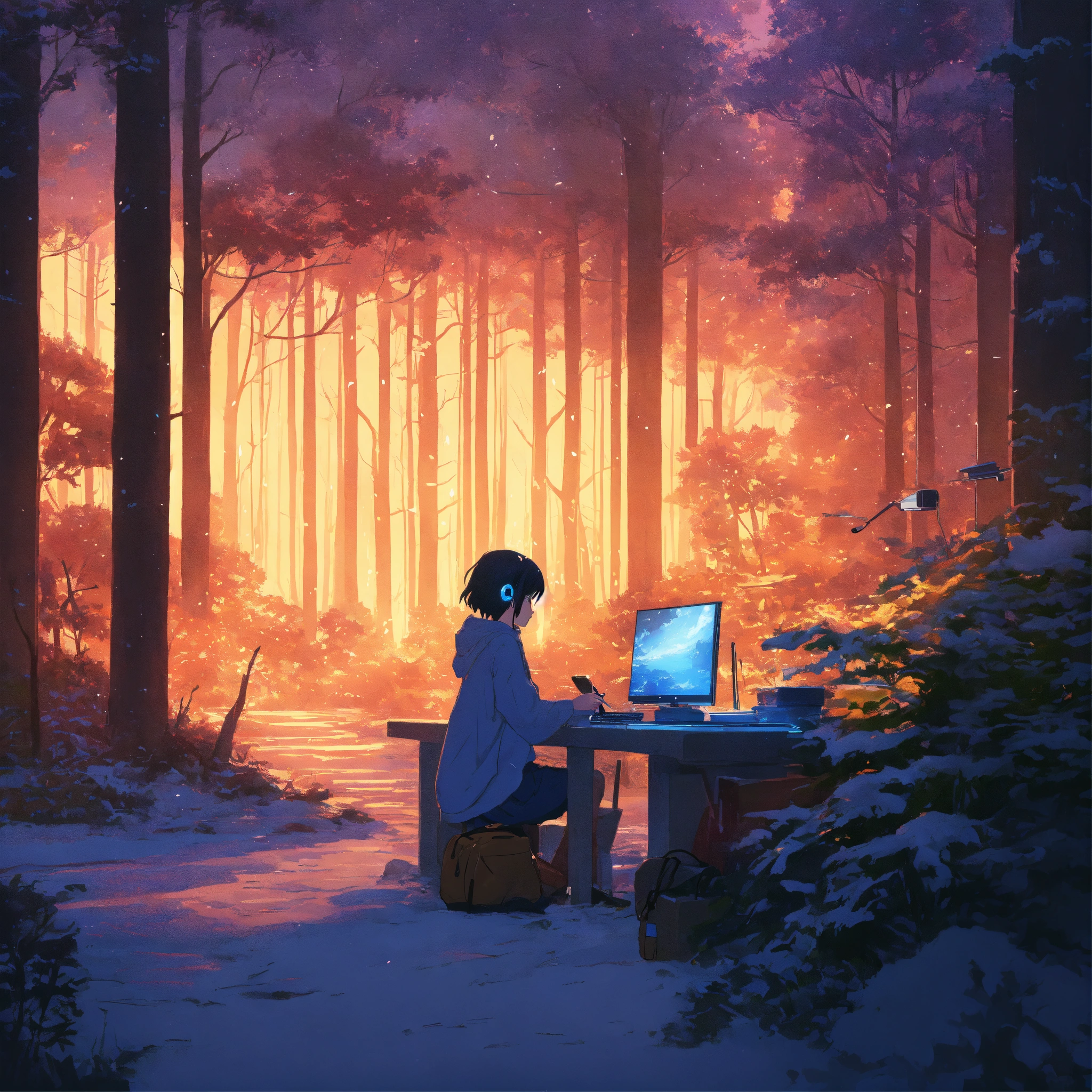 Lexica - Create a high resolution artwork of chillhop, Anime Girl is ...