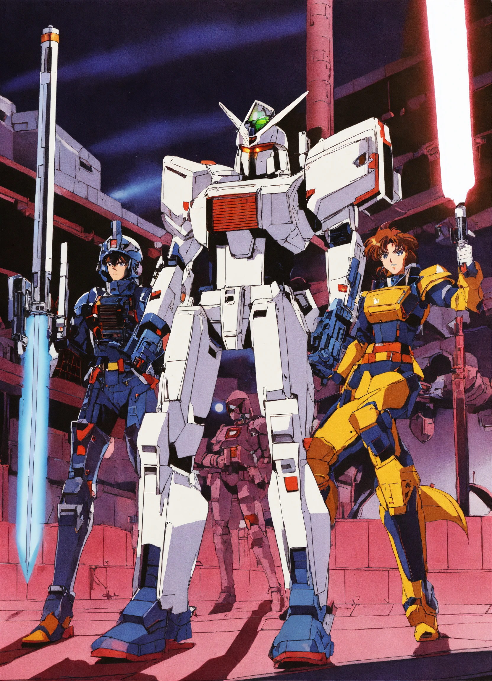 Lexica - 80s anime evil white armored cops with guns and laser swords ...