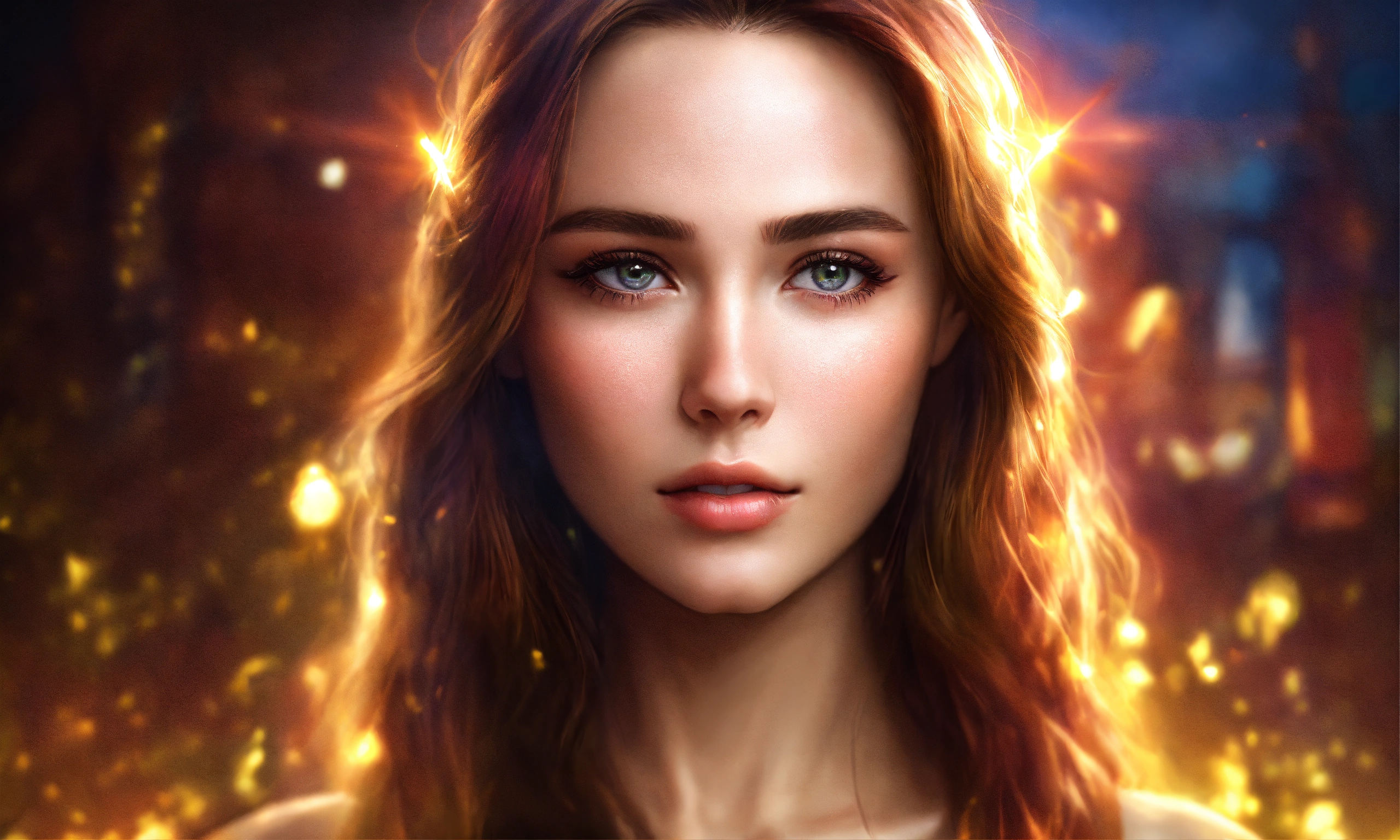 Lexica - A realistic beautiful woman with a bright light in her forehead