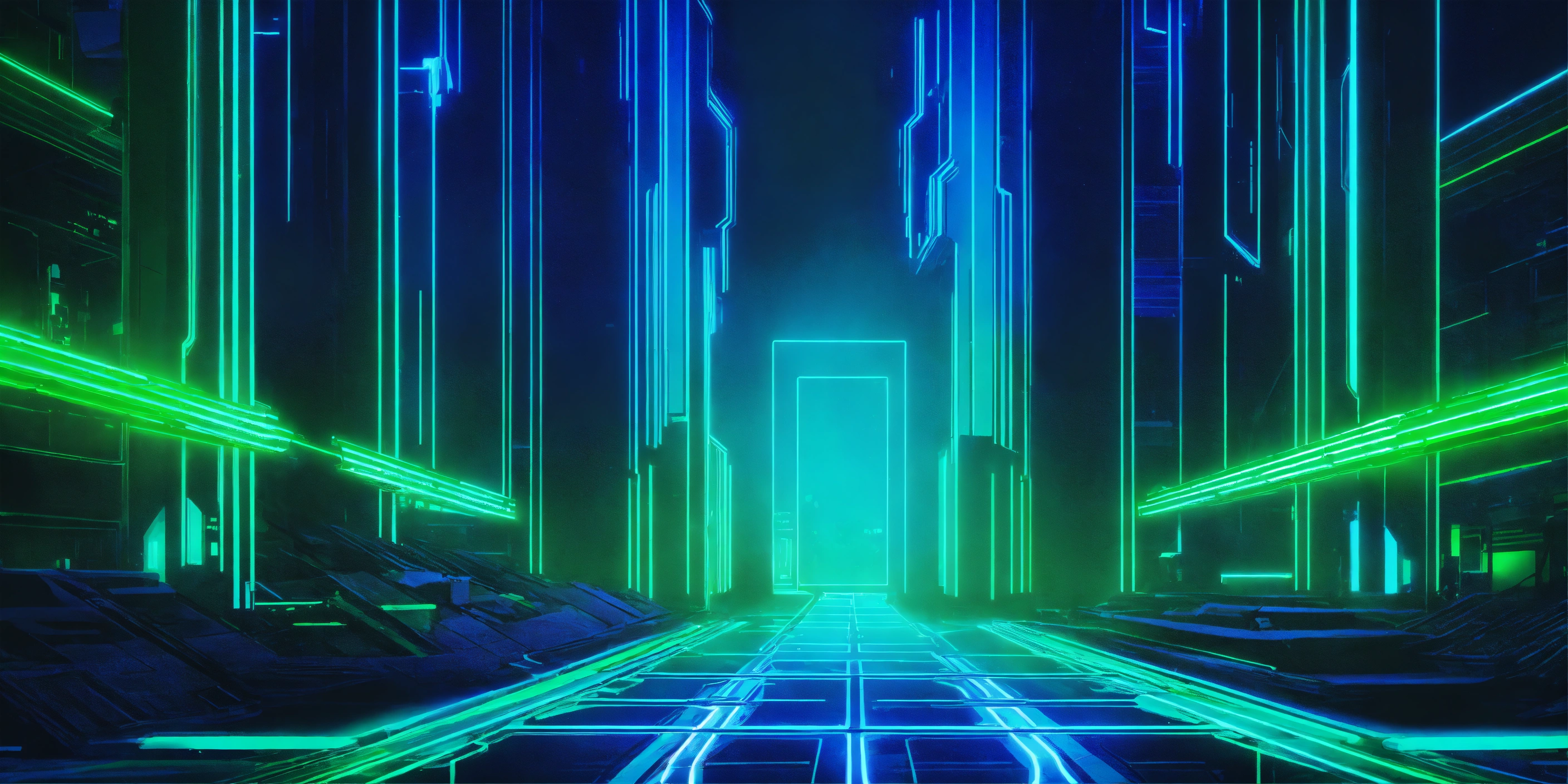 Lexica - Neon futuristic background like tron dark blue and green