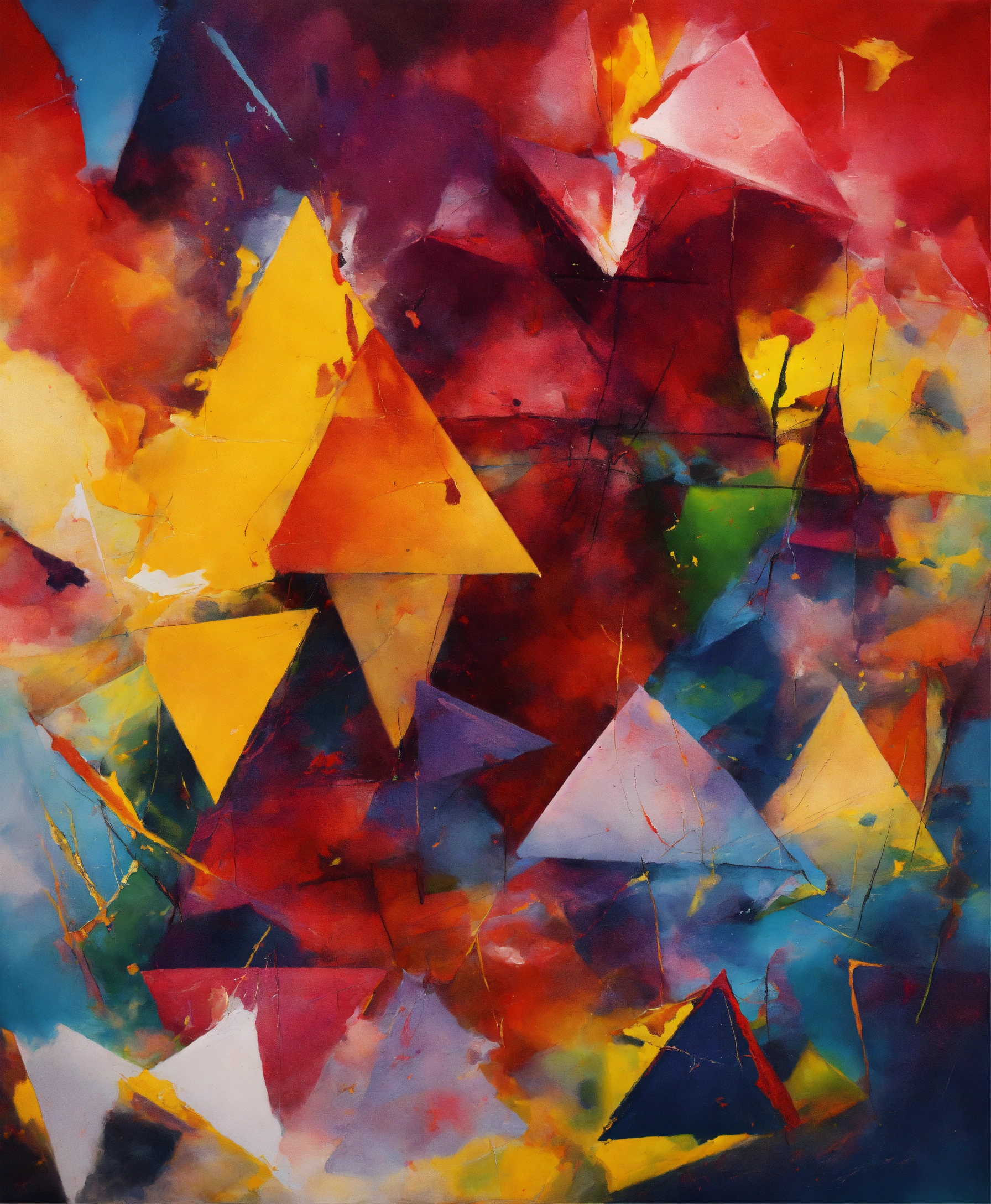 Lexica - Abstract triangles colorful with ragged edges perspective oil ...