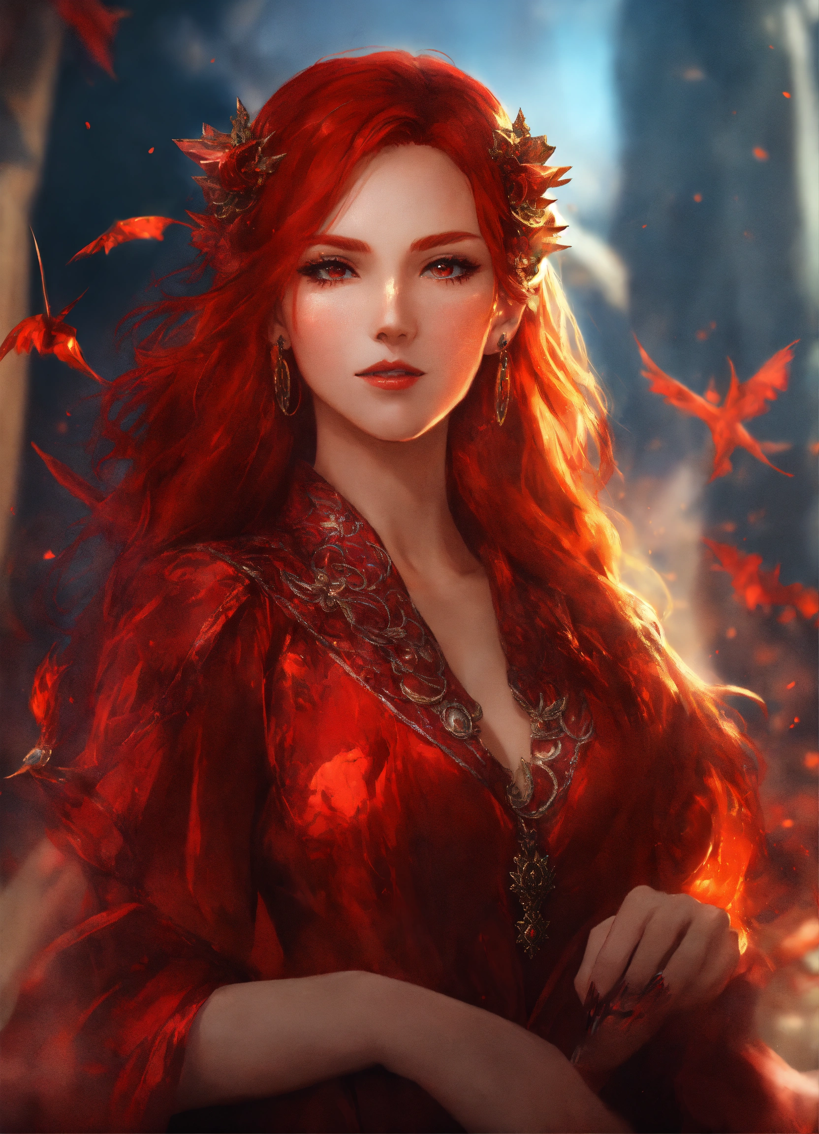 Lexica - Draconic traits to human woman with red hair, draconics claws ...
