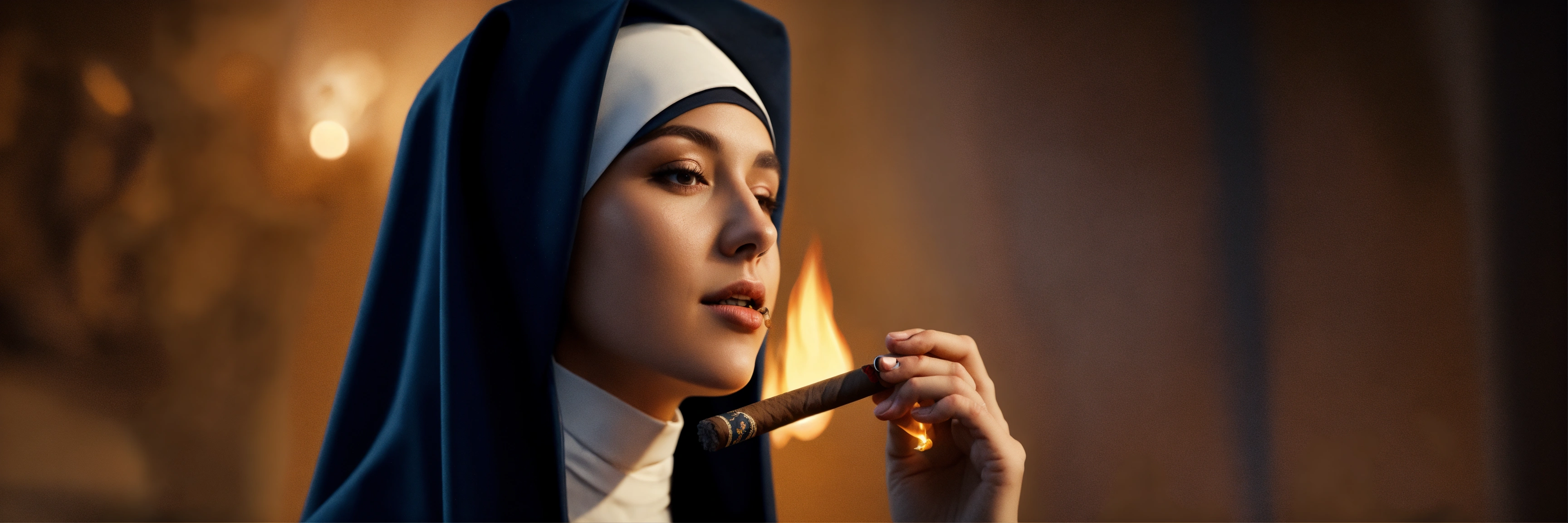 Lexica - Young beautiful catholic beautiful catholic nun light a cigar ...